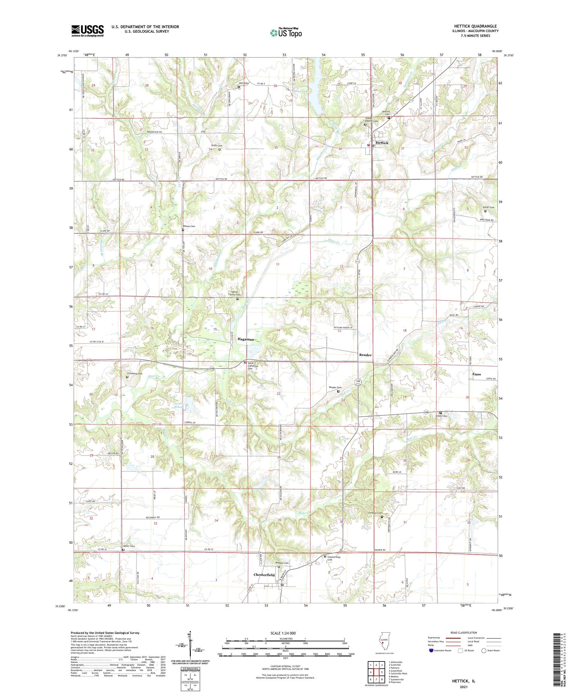 Hettick Illinois US Topo Map – MyTopo Map Store