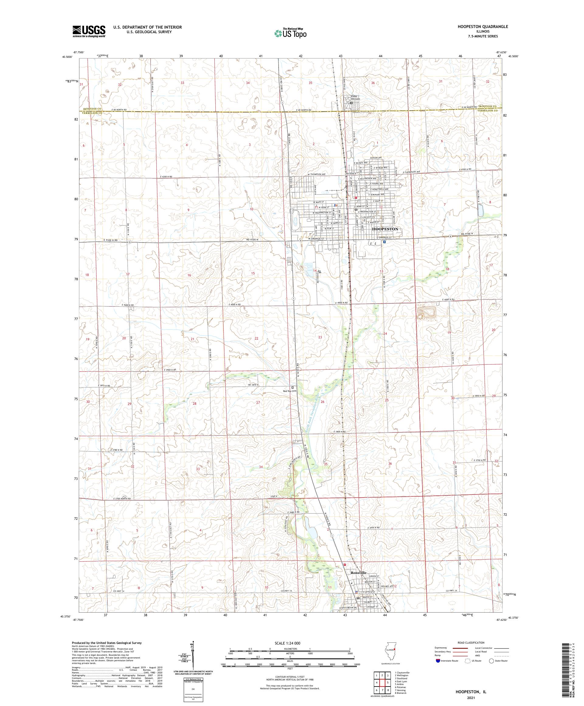 Hoopeston Illinois US Topo Map – MyTopo Map Store