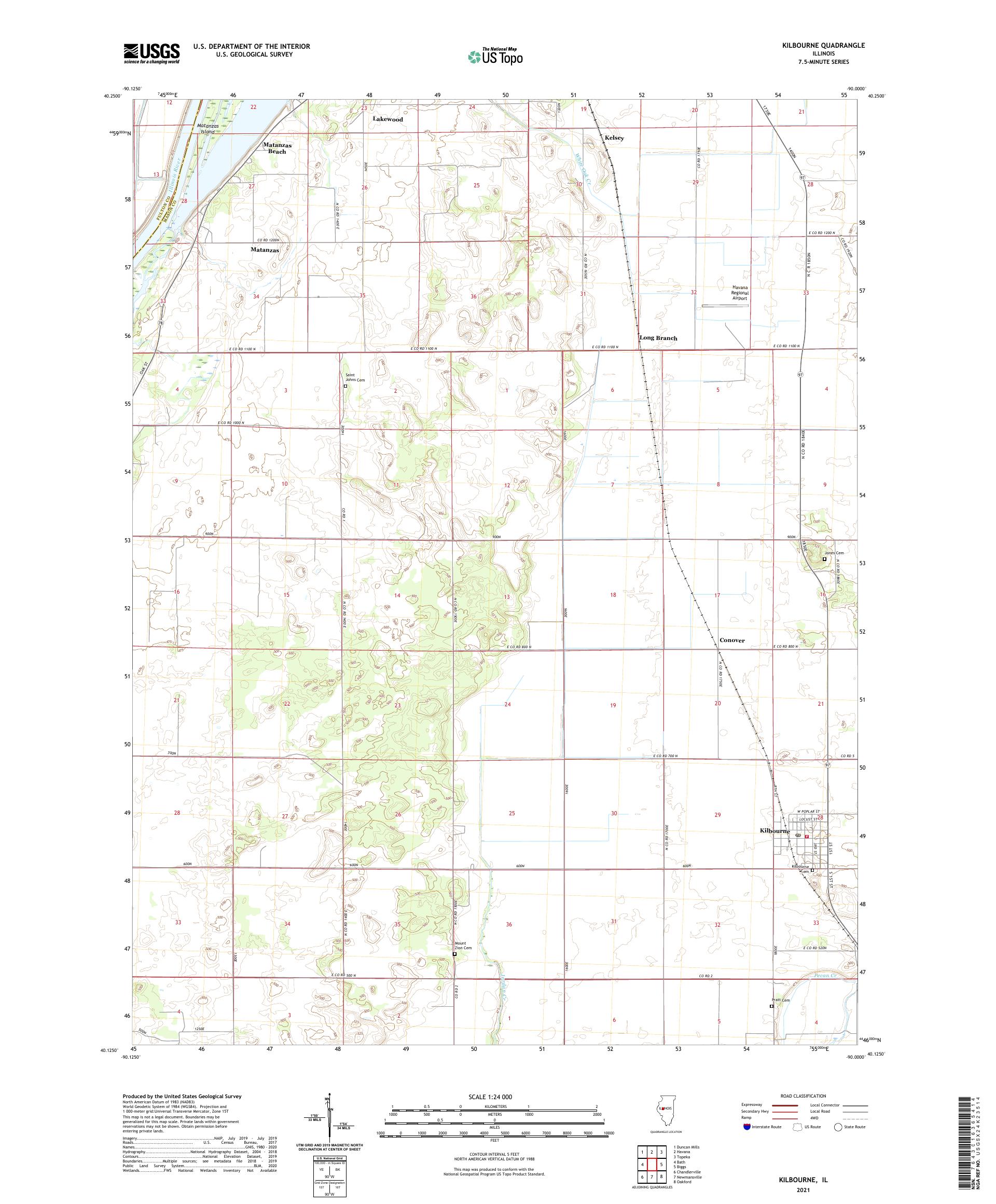 Kilbourne Illinois US Topo Map – MyTopo Map Store