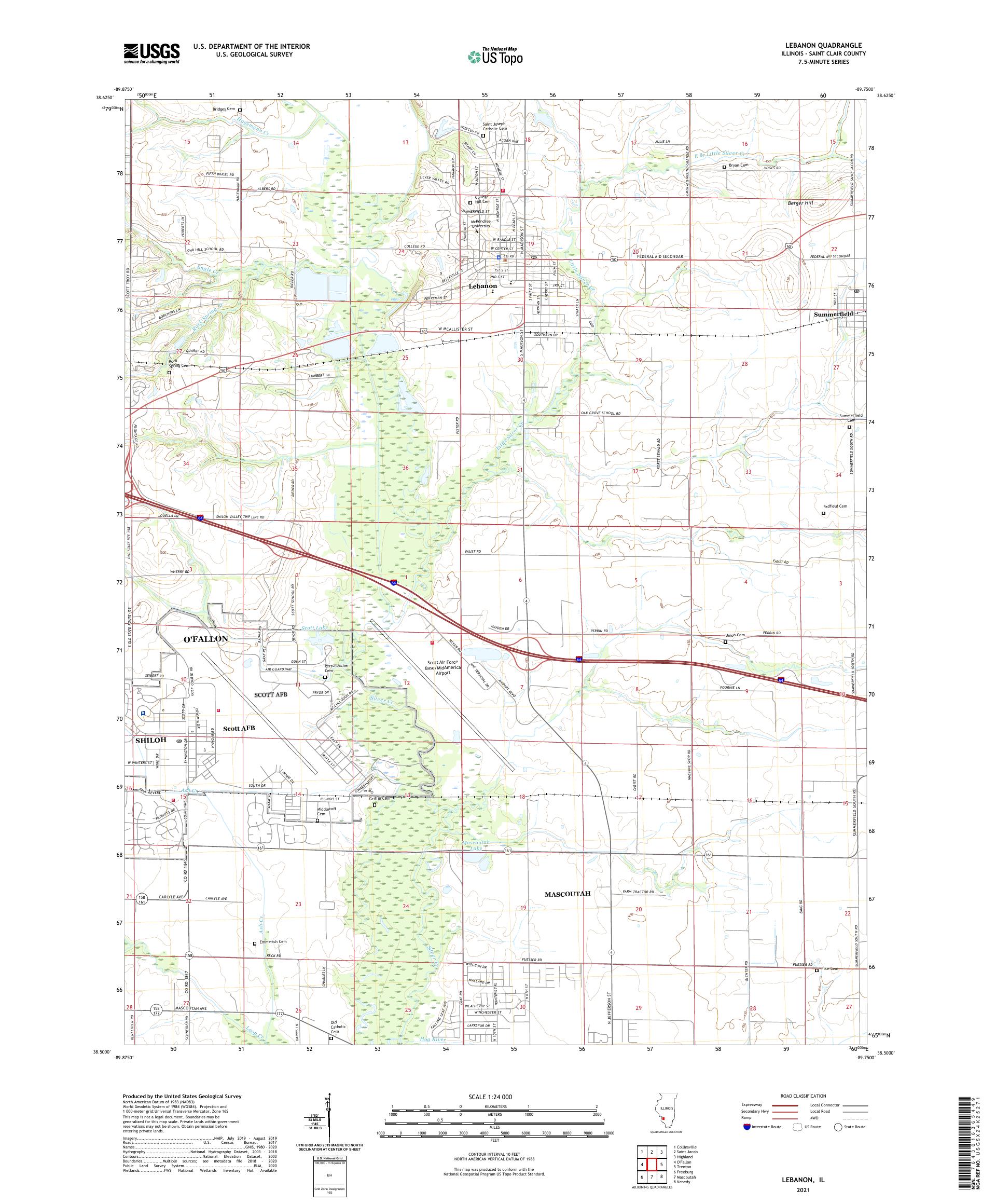 Lebanon Illinois US Topo Map – MyTopo Map Store