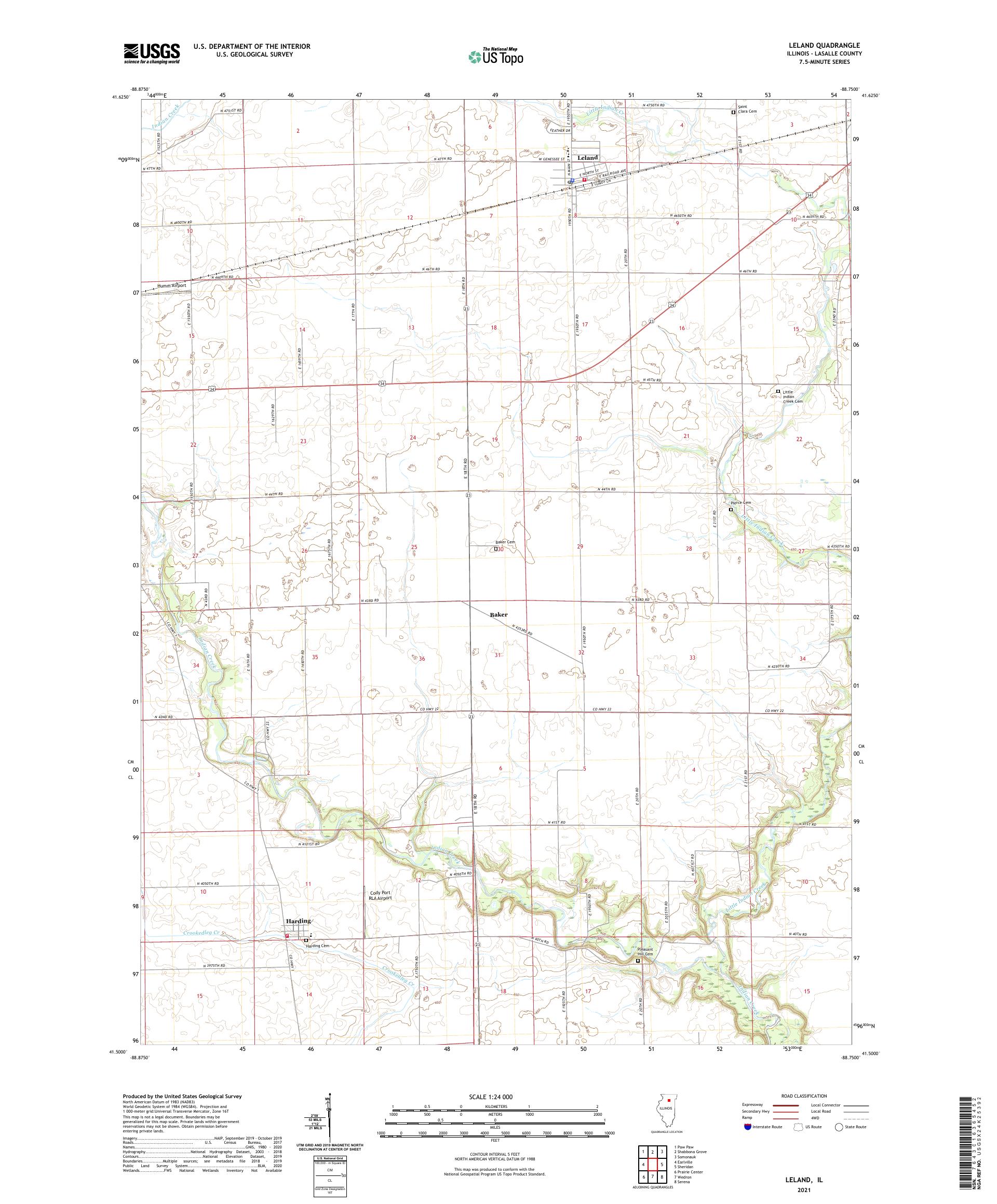 Leland Illinois US Topo Map – MyTopo Map Store