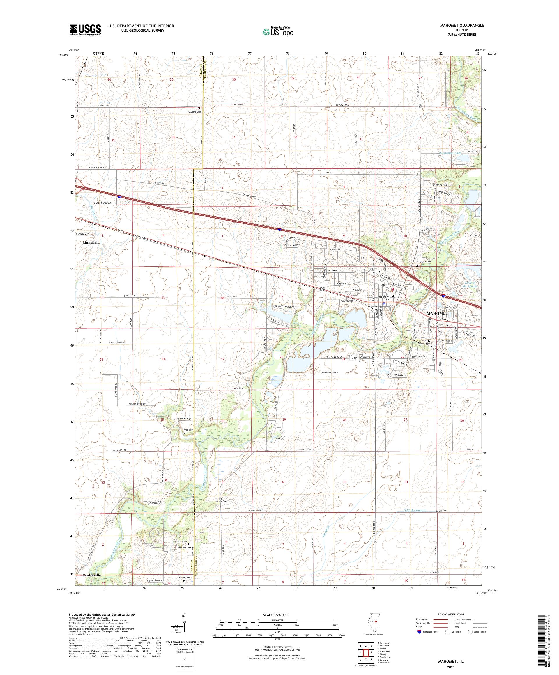 Mahomet Illinois US Topo Map – MyTopo Map Store
