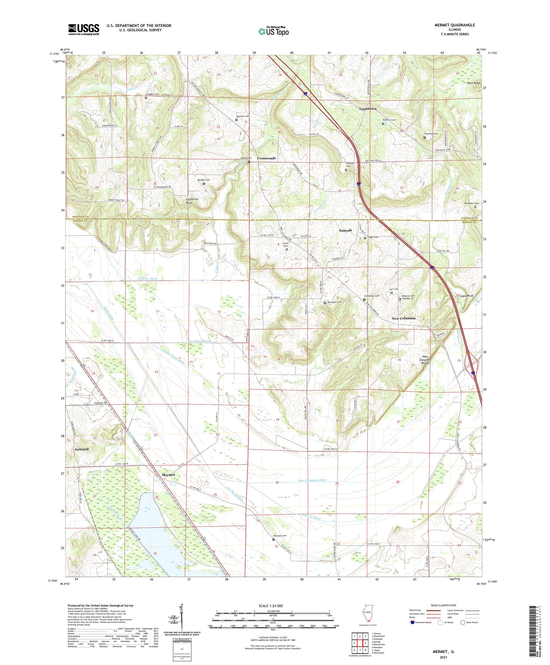Mermet Illinois US Topo Map – MyTopo Map Store