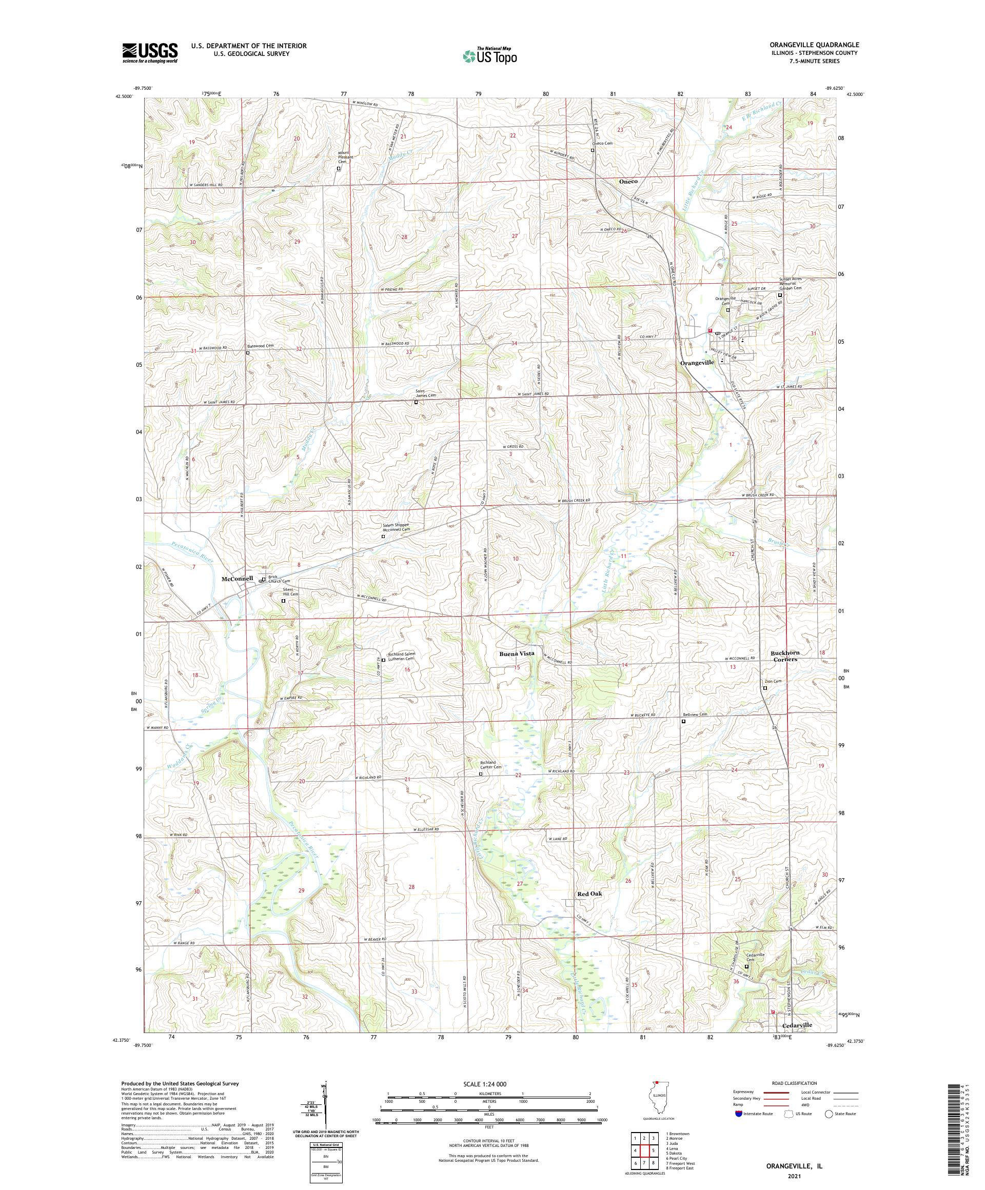 Orangeville Illinois US Topo Map – MyTopo Map Store