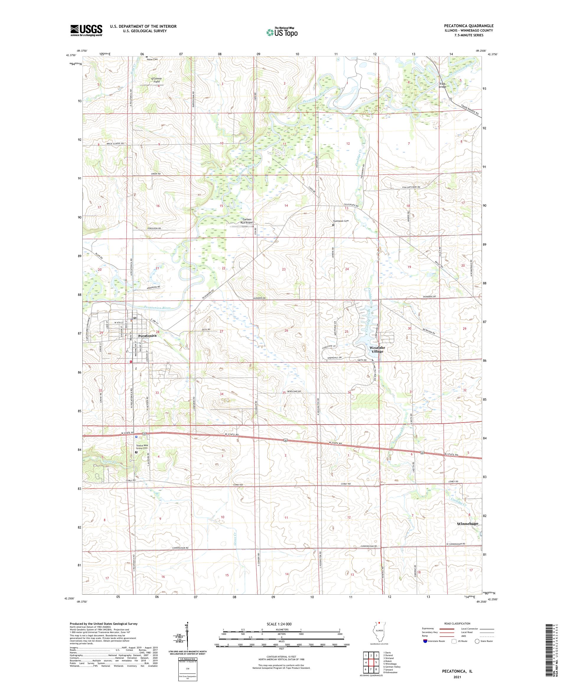 Pecatonica Illinois US Topo Map – MyTopo Map Store