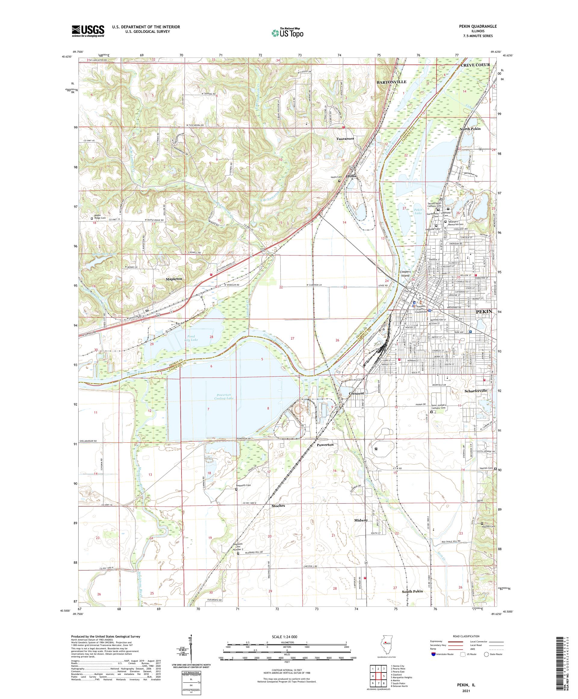 Pekin Illinois US Topo Map – MyTopo Map Store