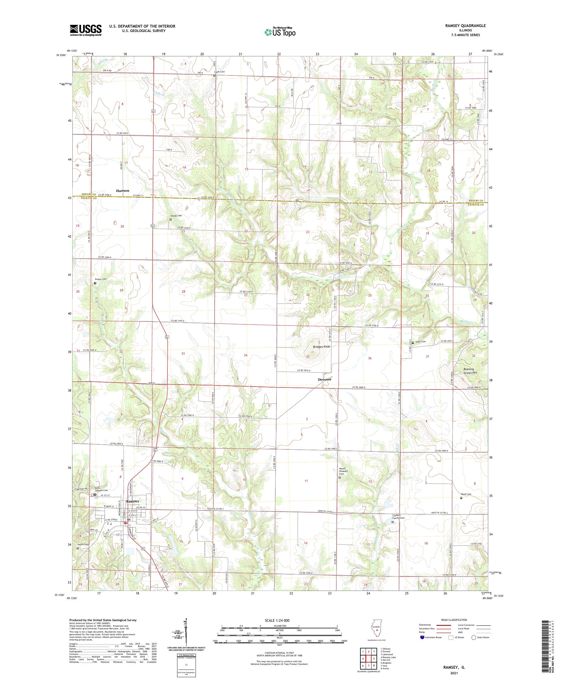 Ramsey Illinois US Topo Map – MyTopo Map Store