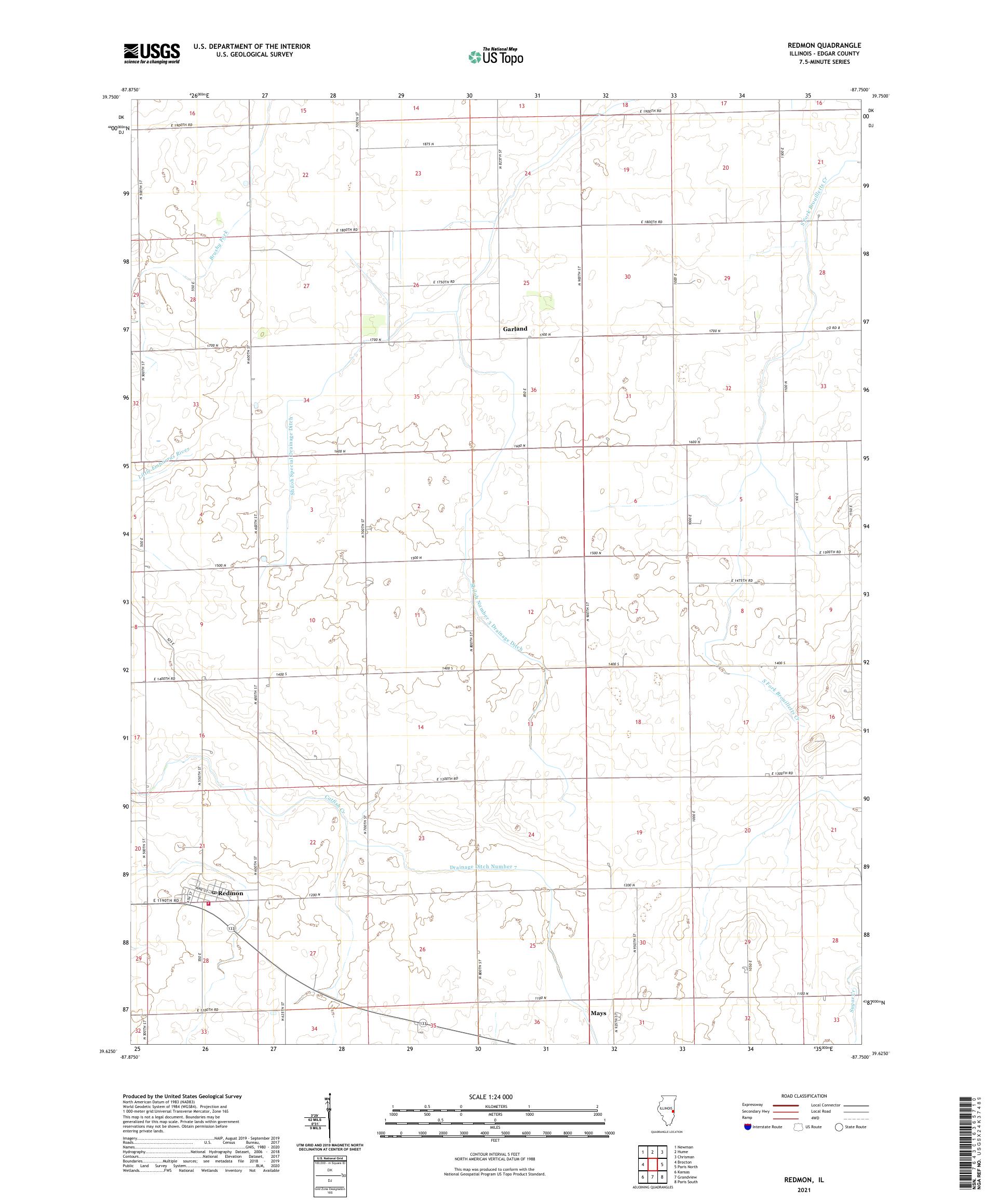 Redmon Illinois US Topo Map – MyTopo Map Store
