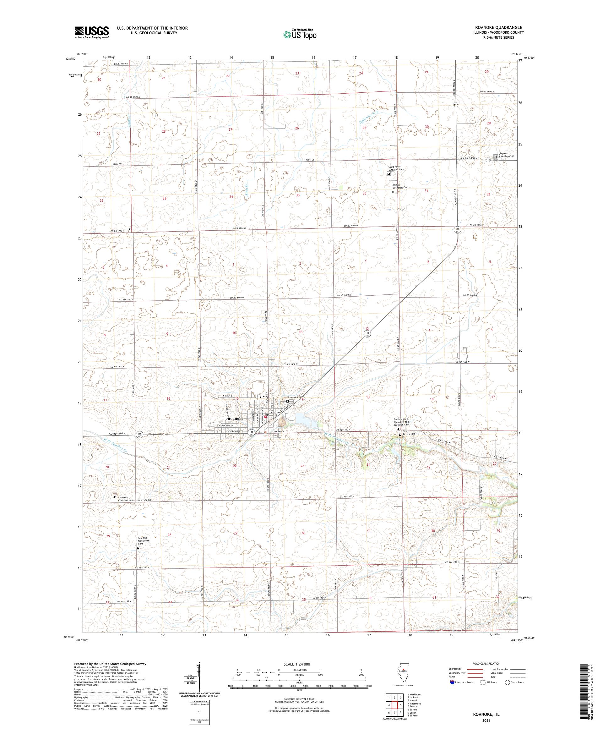 Roanoke Illinois US Topo Map – MyTopo Map Store