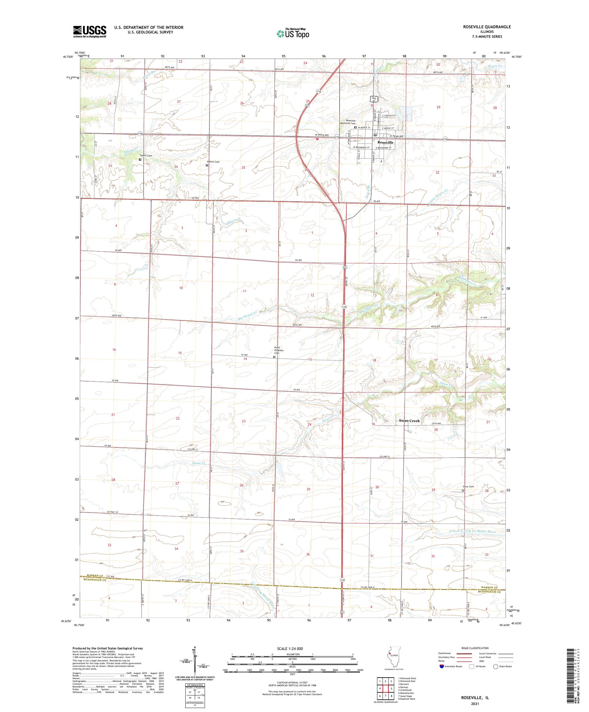 Roseville Illinois US Topo Map – MyTopo Map Store