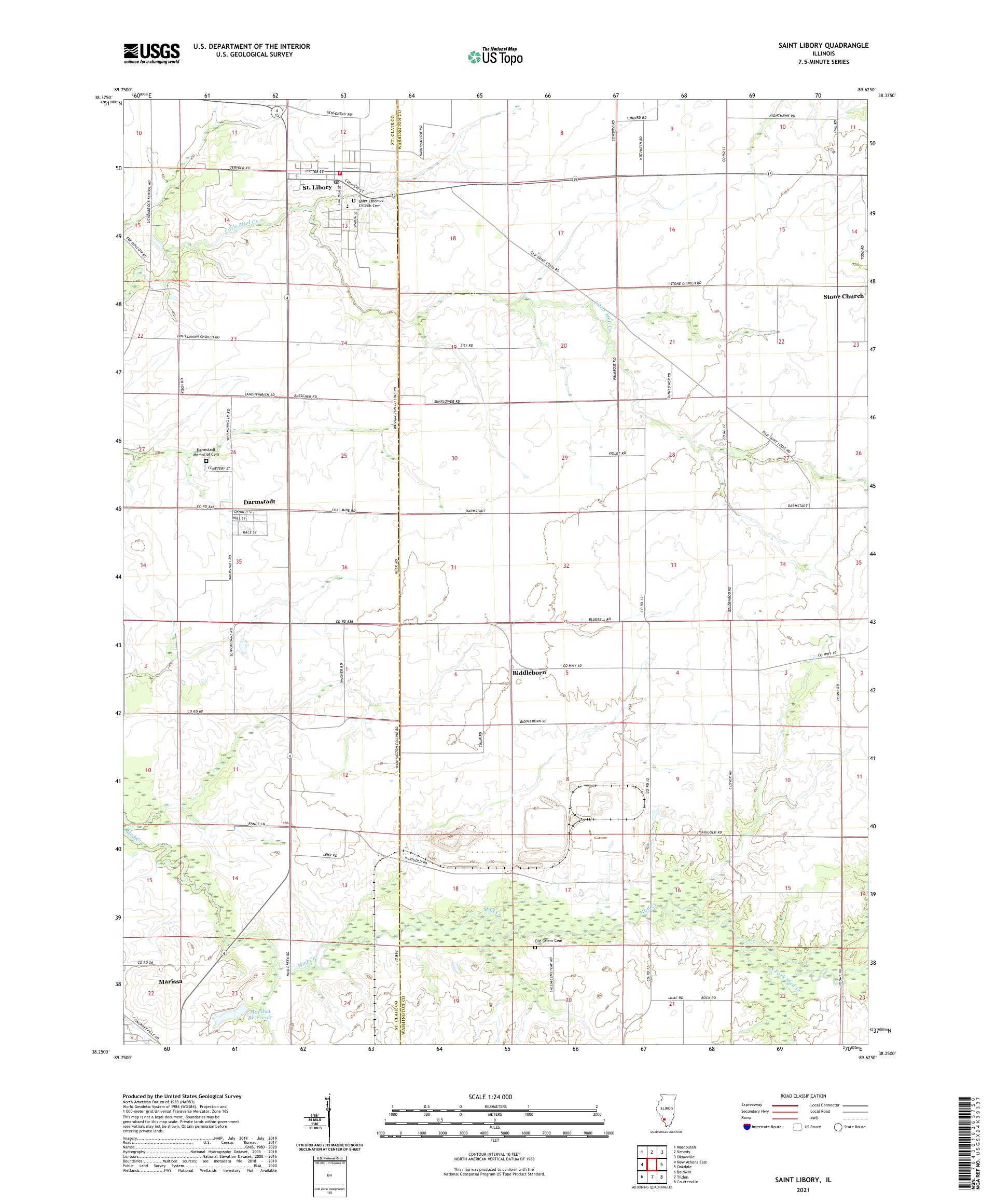 Saint Libory Illinois US Topo Map – MyTopo Map Store