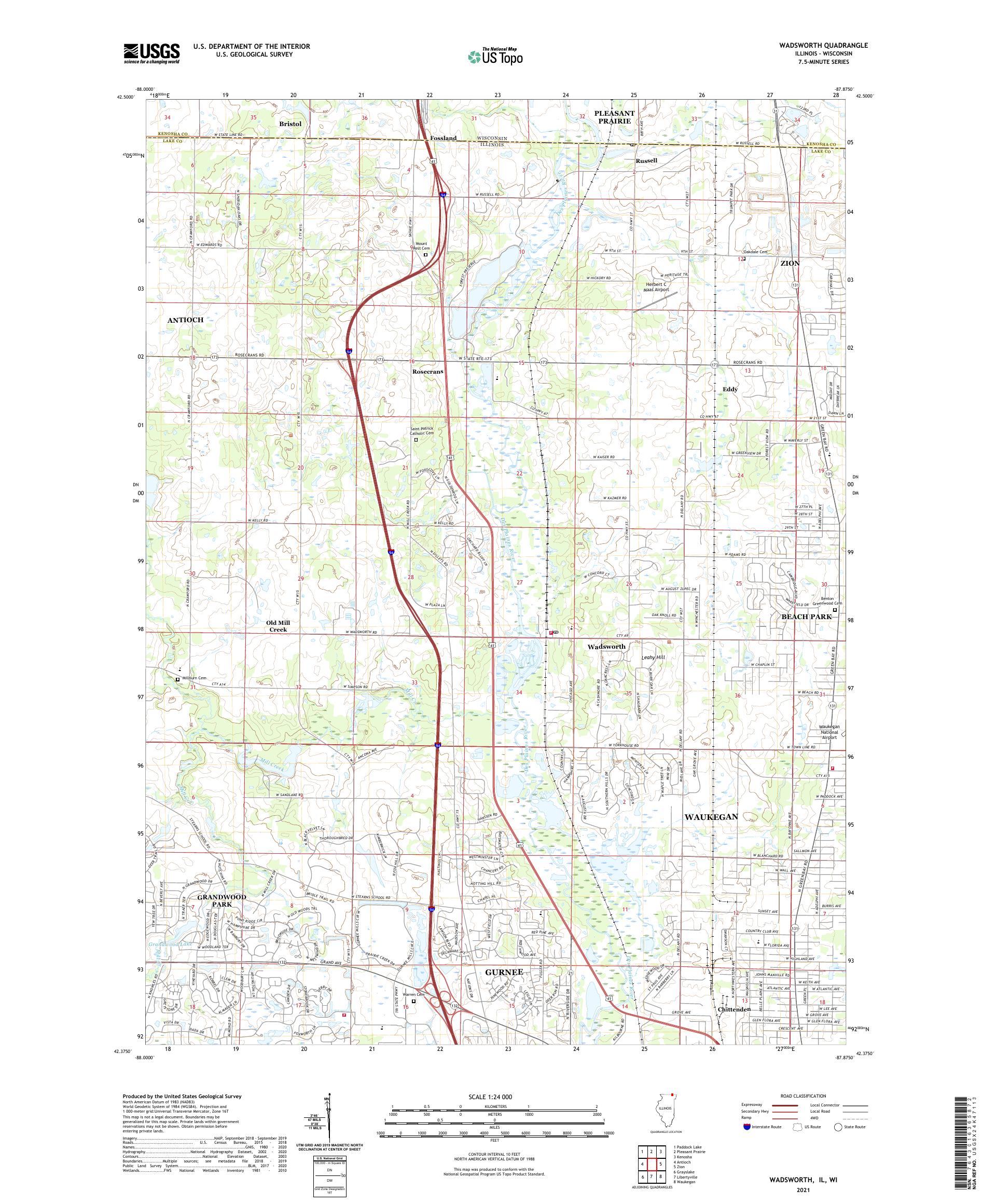 Wadsworth Illinois US Topo Map – MyTopo Map Store