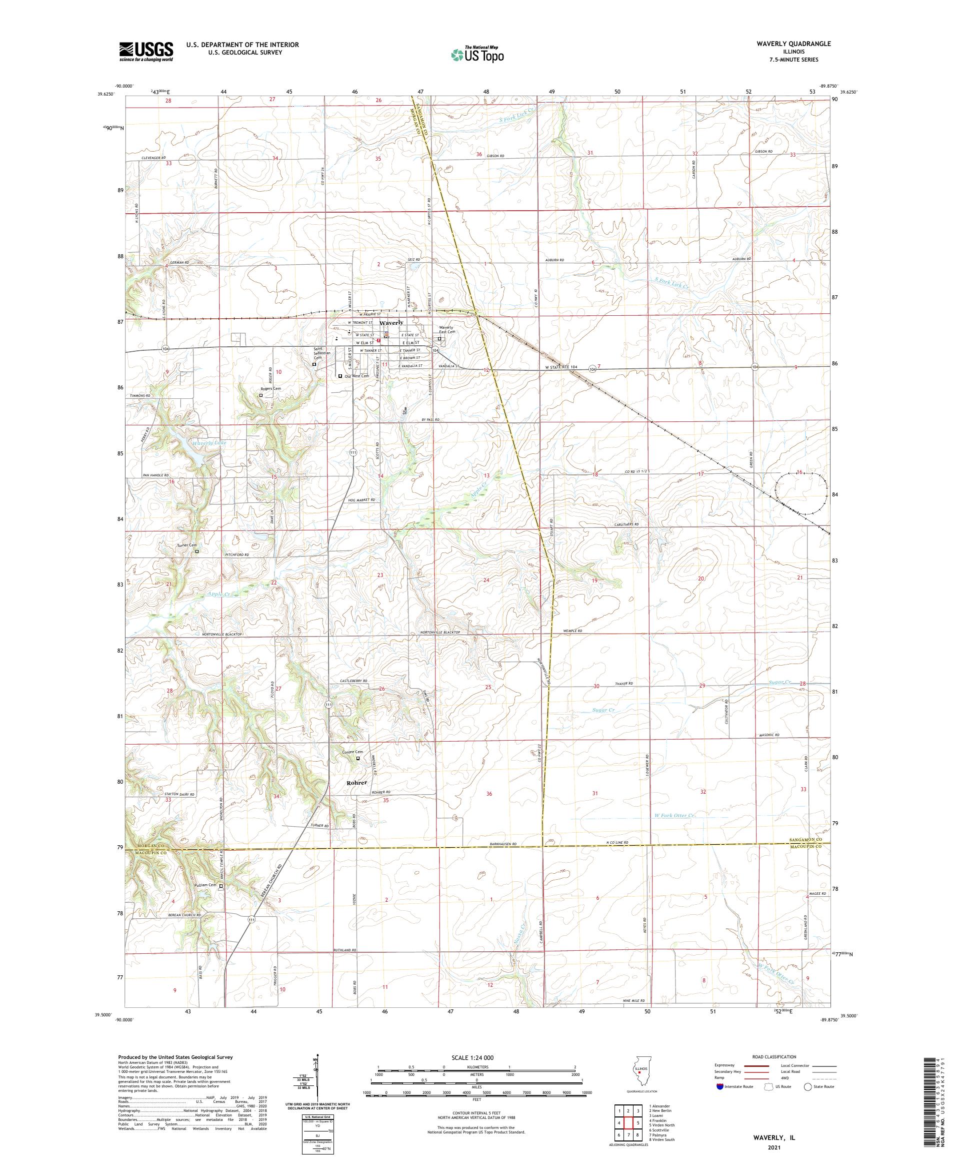 Waverly Illinois US Topo Map – MyTopo Map Store