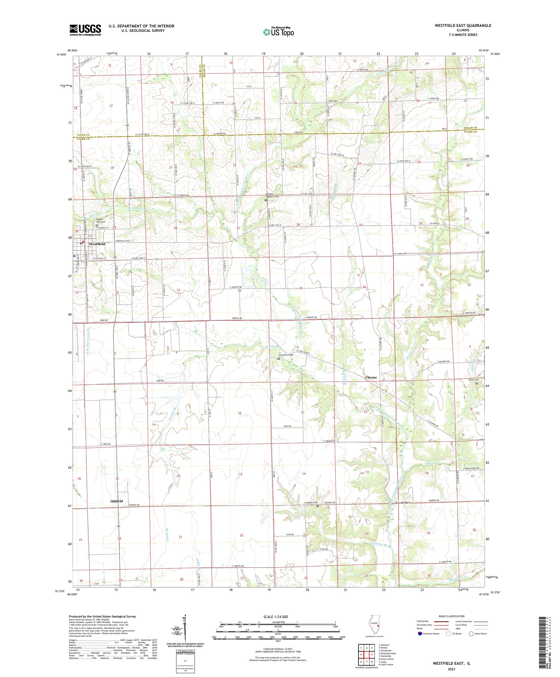 Westfield East Illinois US Topo Map – MyTopo Map Store