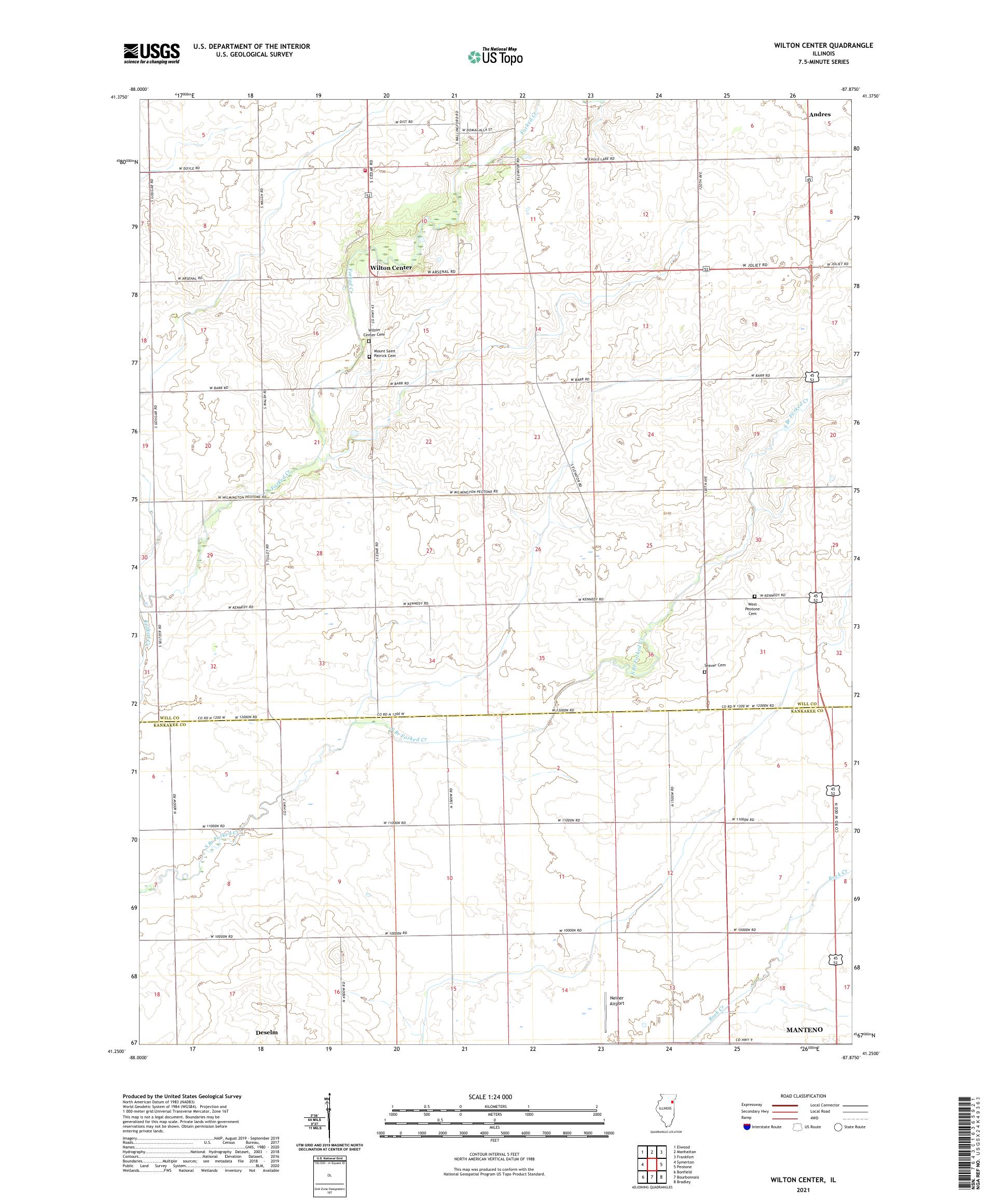 Wilton Center Illinois US Topo Map – MyTopo Map Store