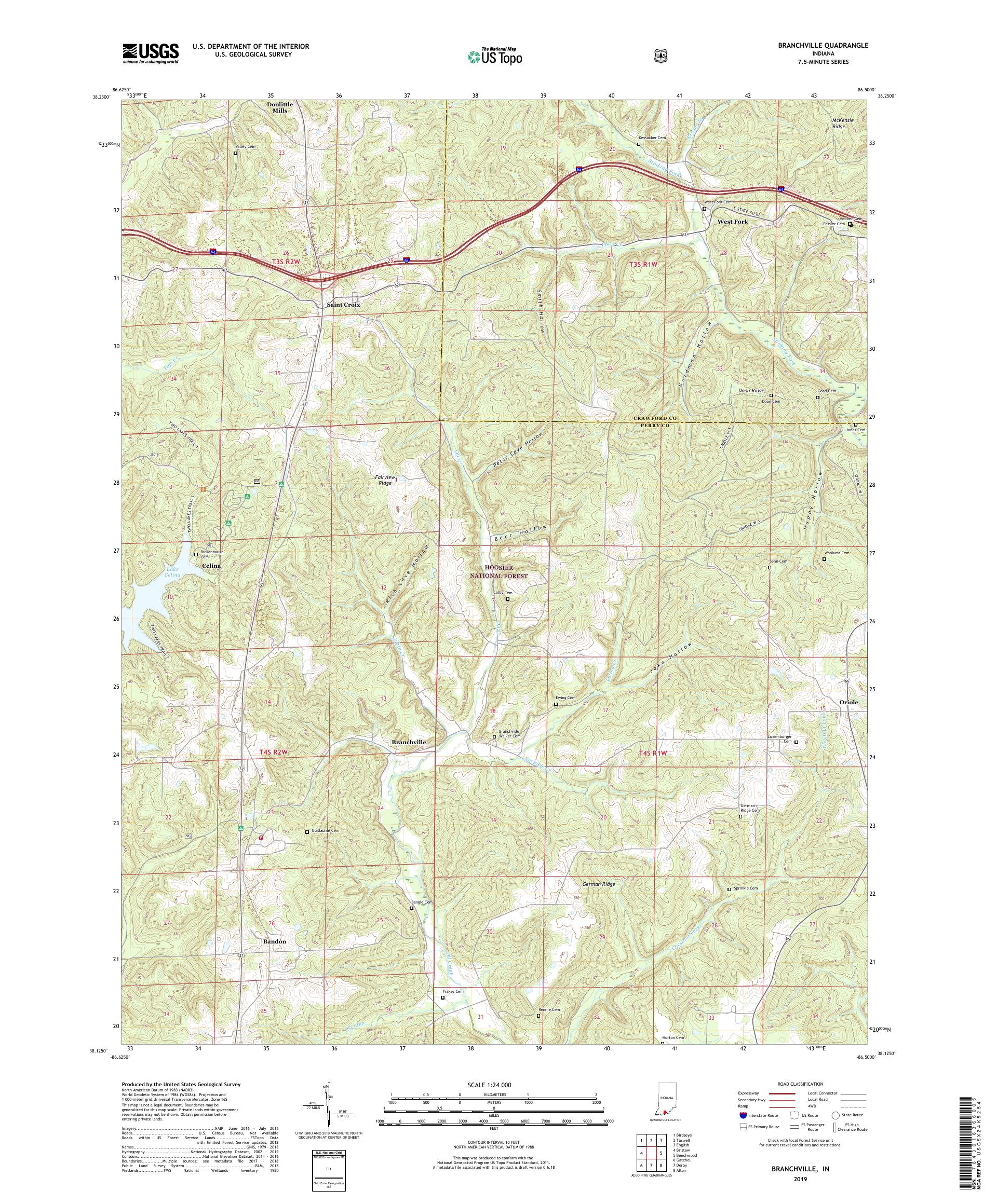 Branchville Indiana US Topo Map – MyTopo Map Store