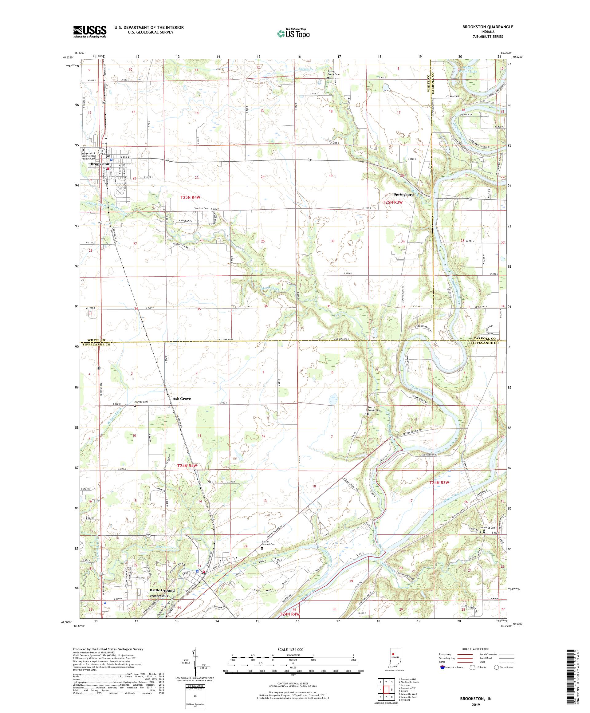 Brookston Indiana US Topo Map – MyTopo Map Store