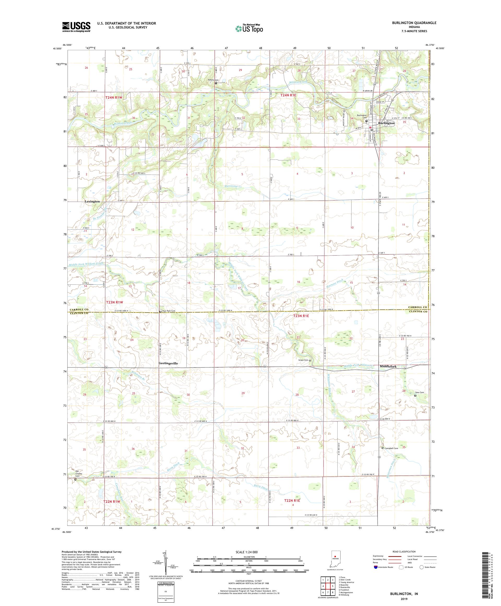 Burlington Indiana US Topo Map – MyTopo Map Store