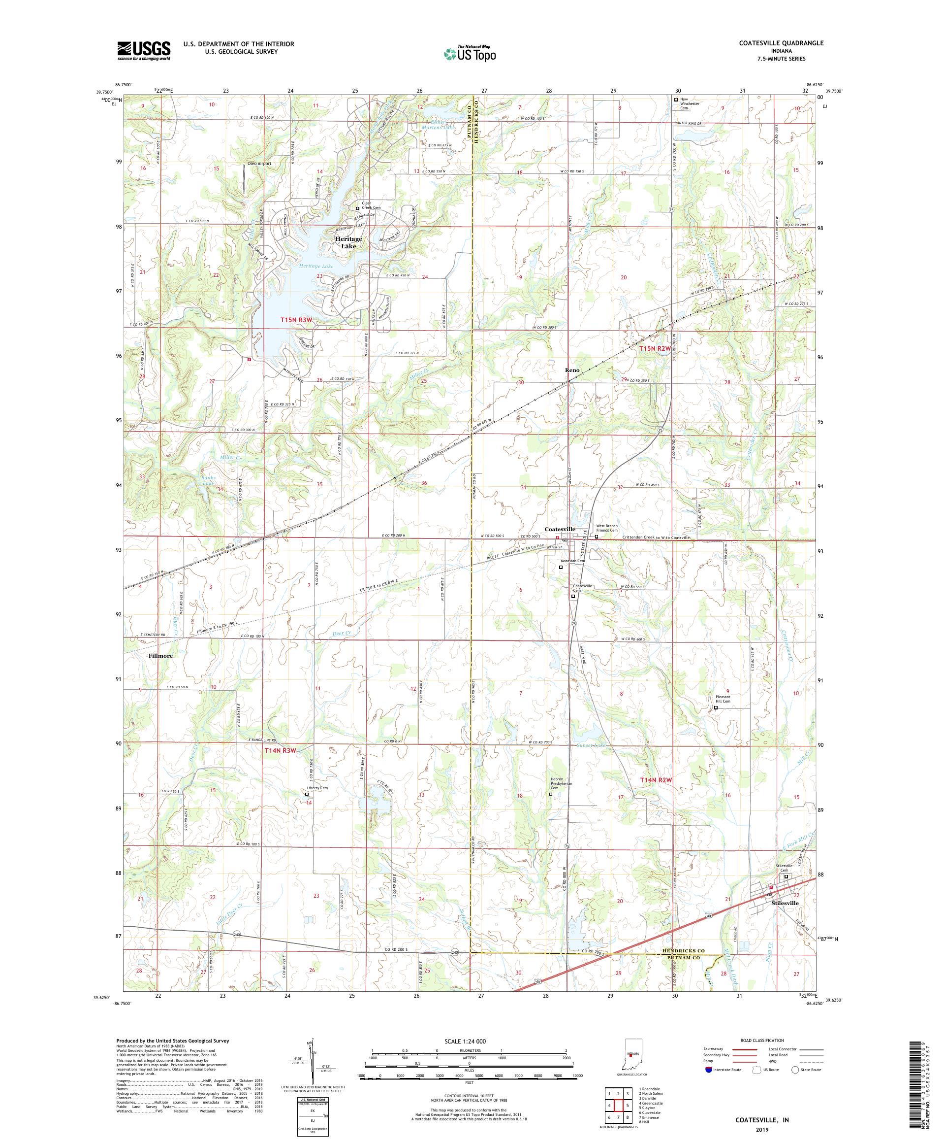 Coatesville Indiana US Topo Map – MyTopo Map Store