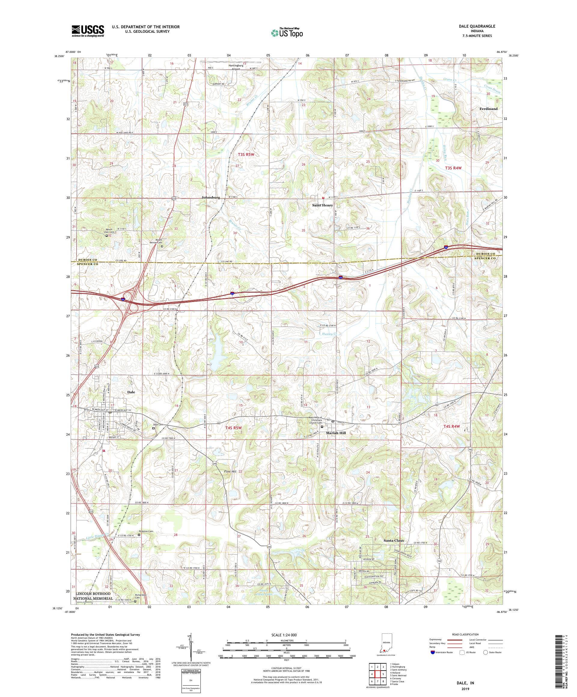 Dale Indiana US Topo Map – MyTopo Map Store