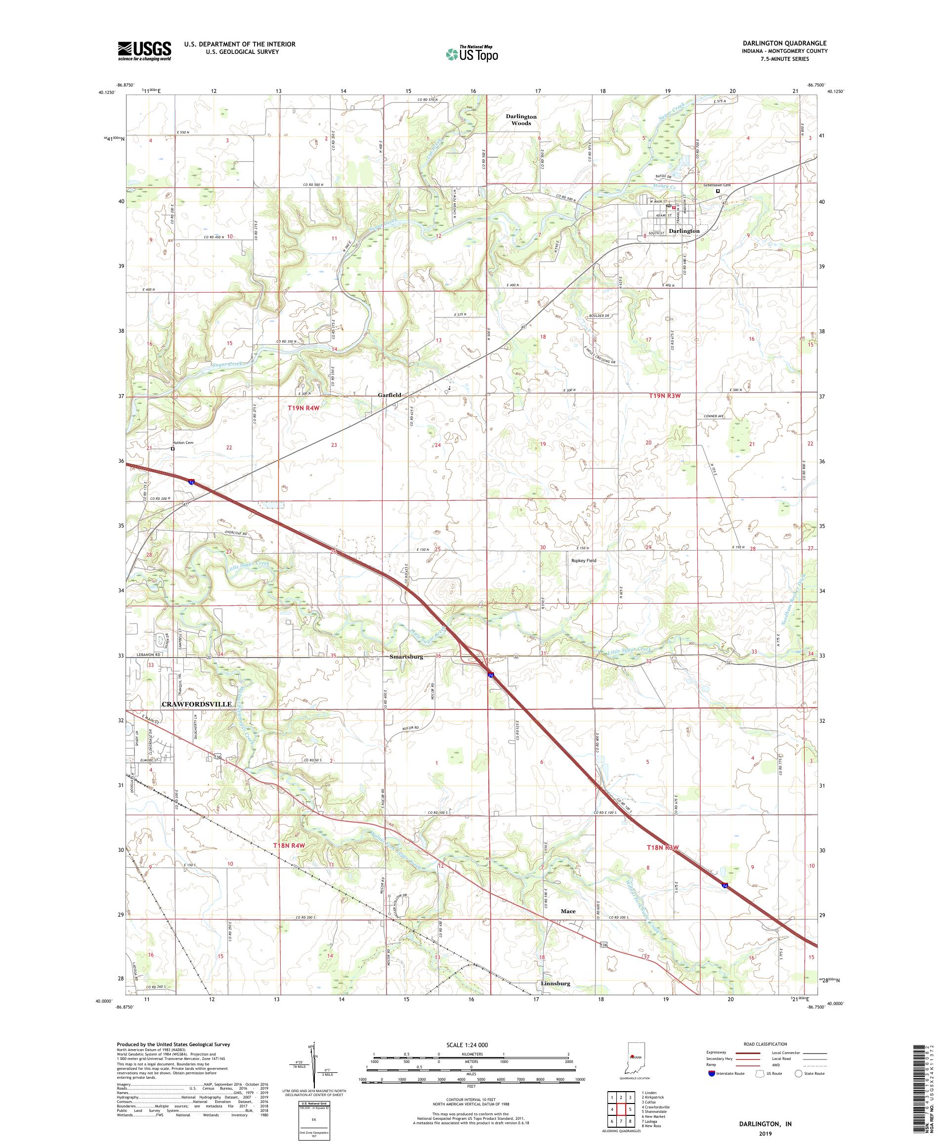 Darlington Indiana US Topo Map – MyTopo Map Store