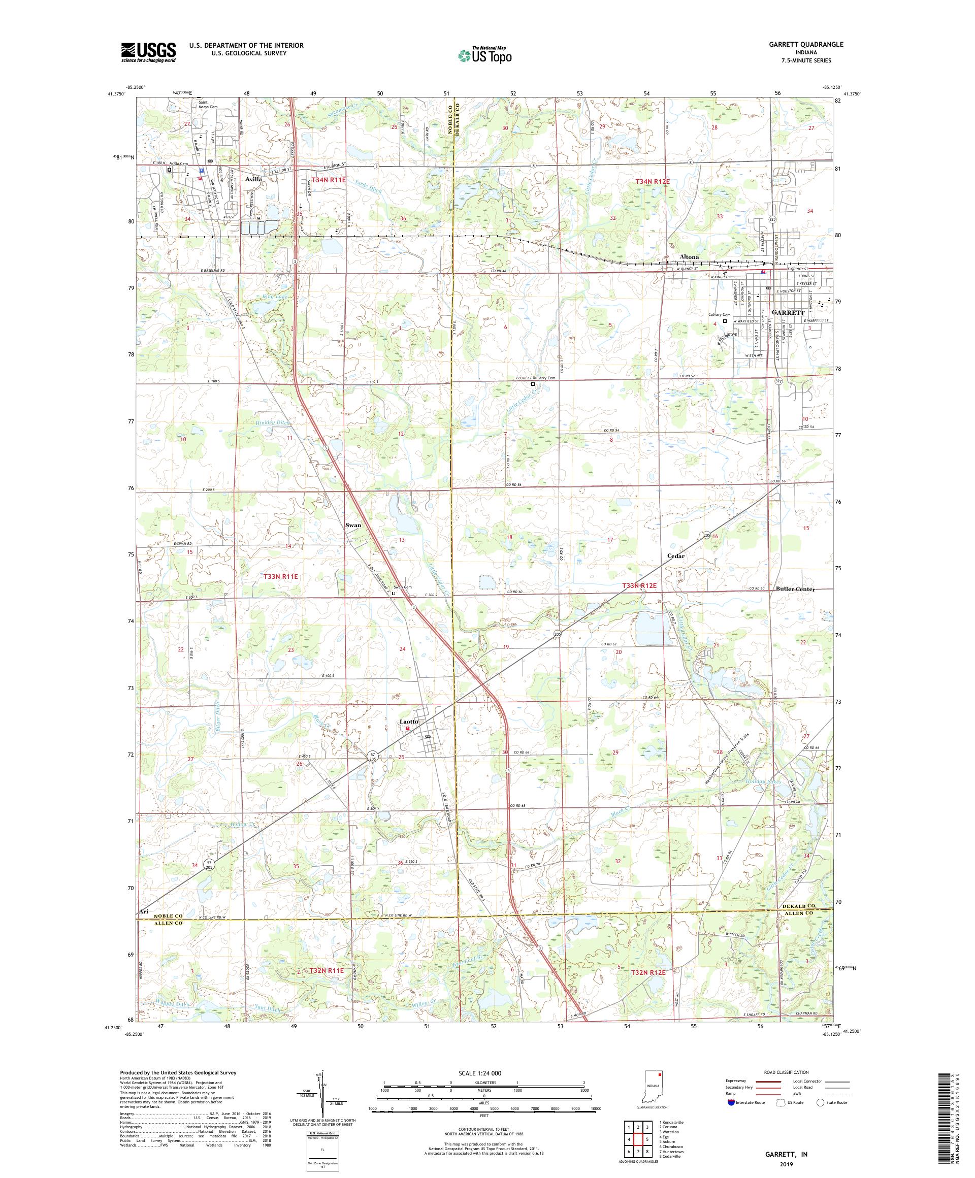 Garrett Indiana US Topo Map – MyTopo Map Store