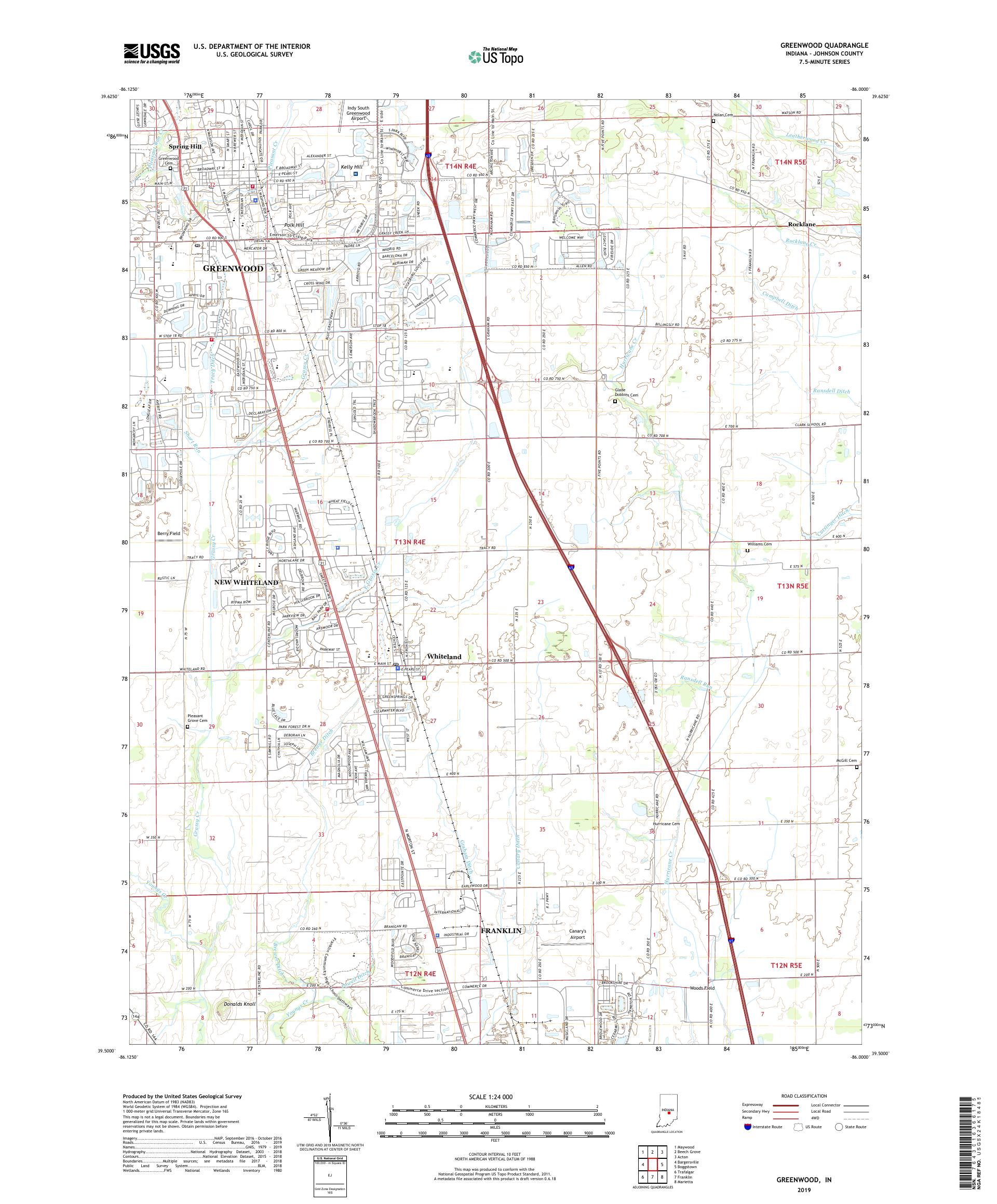 Greenwood Indiana US Topo Map – MyTopo Map Store