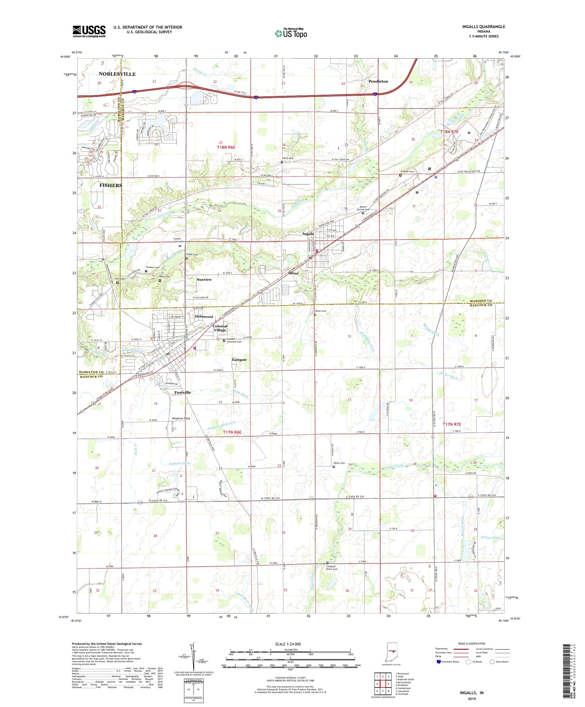 Ingalls Indiana US Topo Map – MyTopo Map Store