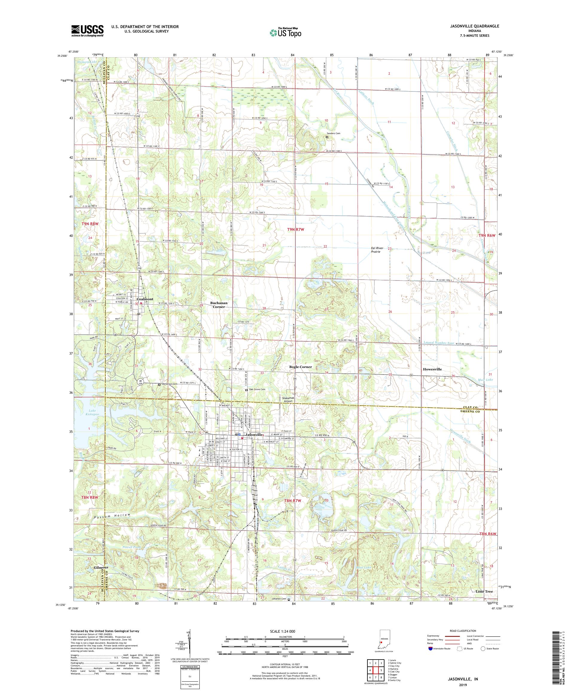 Jasonville Indiana US Topo Map – MyTopo Map Store