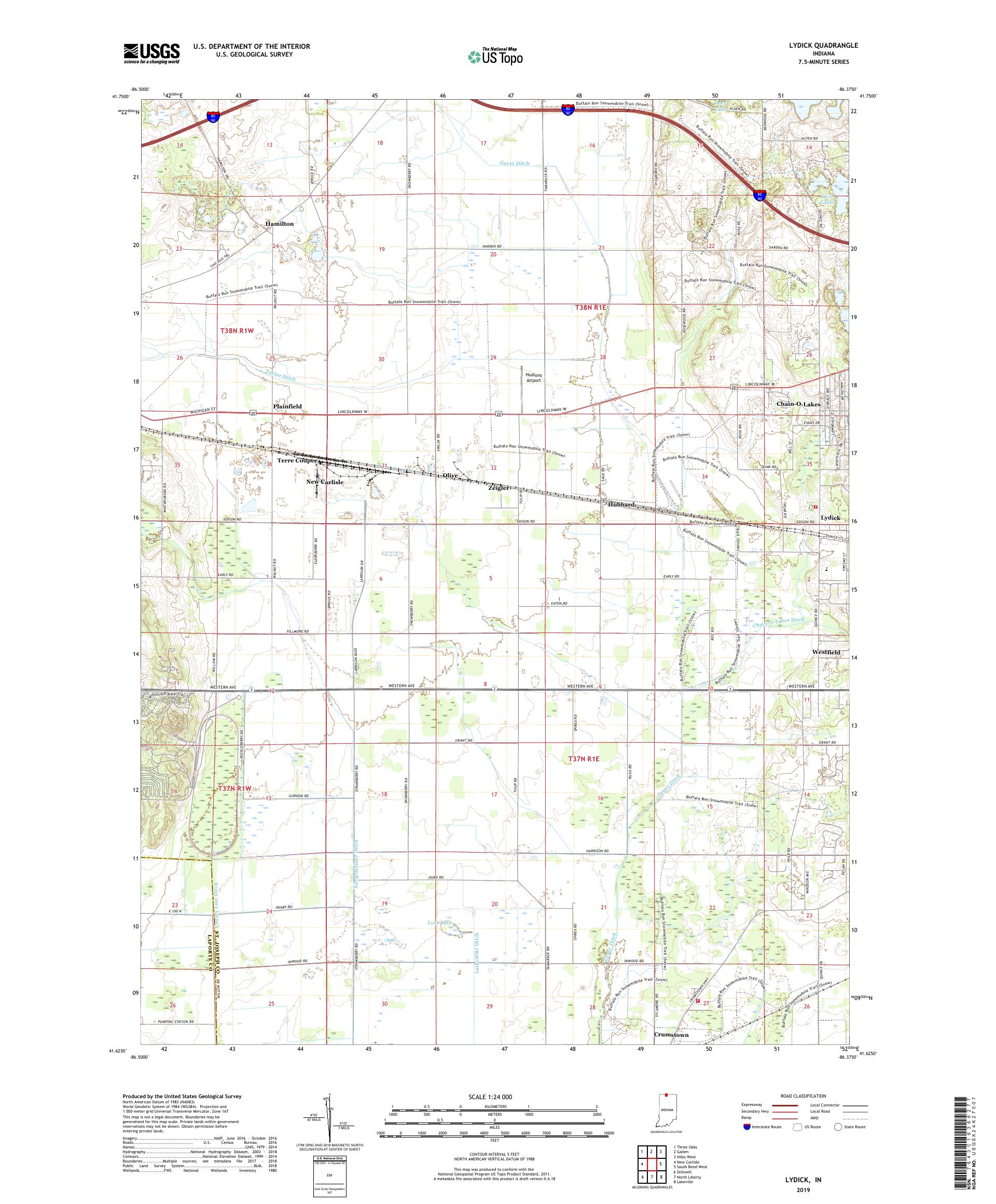 Lydick Indiana US Topo Map – MyTopo Map Store