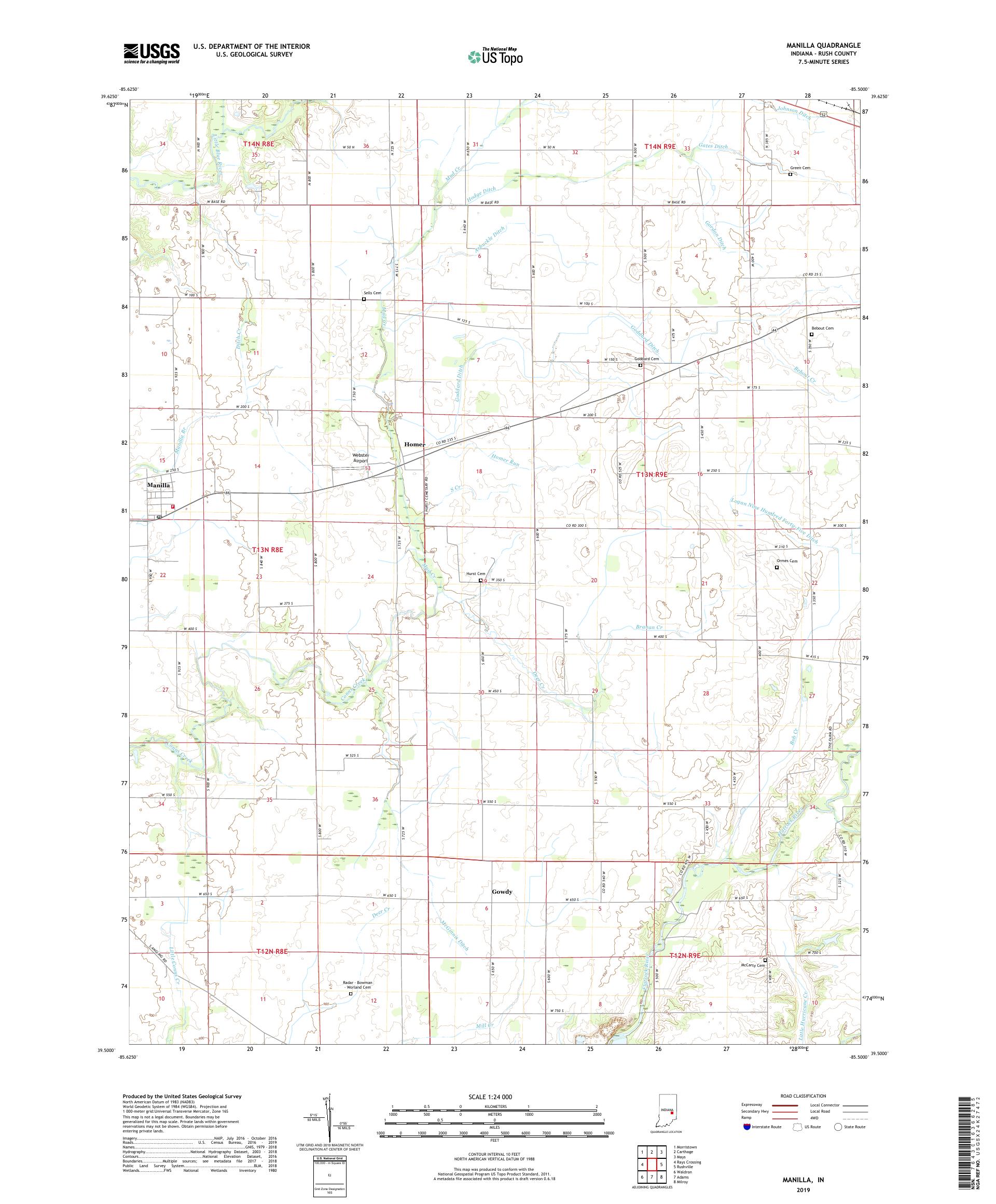Manilla Indiana US Topo Map – MyTopo Map Store