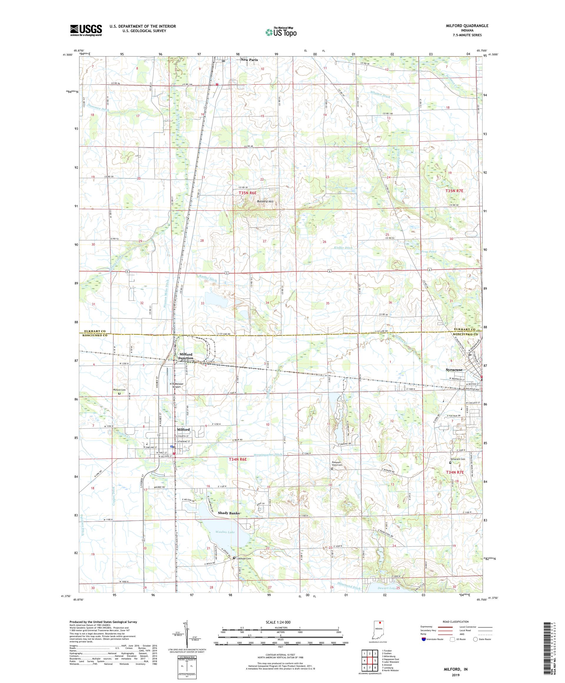 Milford Indiana US Topo Map – MyTopo Map Store