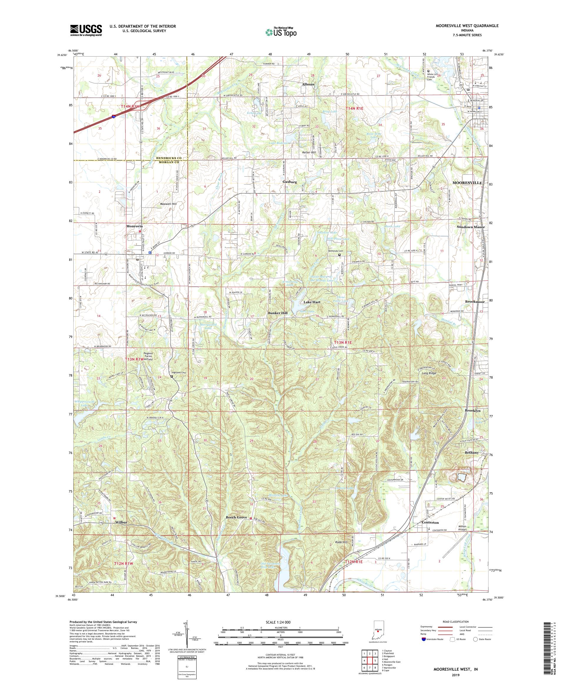 Mooresville West Indiana US Topo Map – MyTopo Map Store