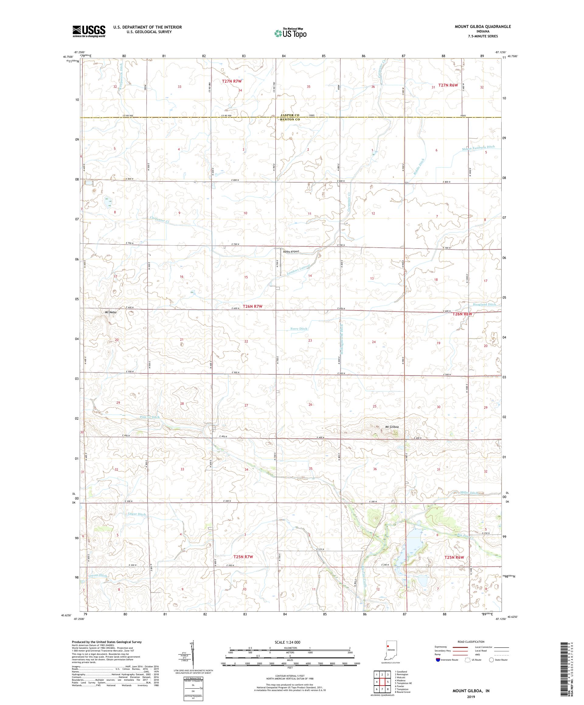 Mount Gilboa Indiana US Topo Map – MyTopo Map Store