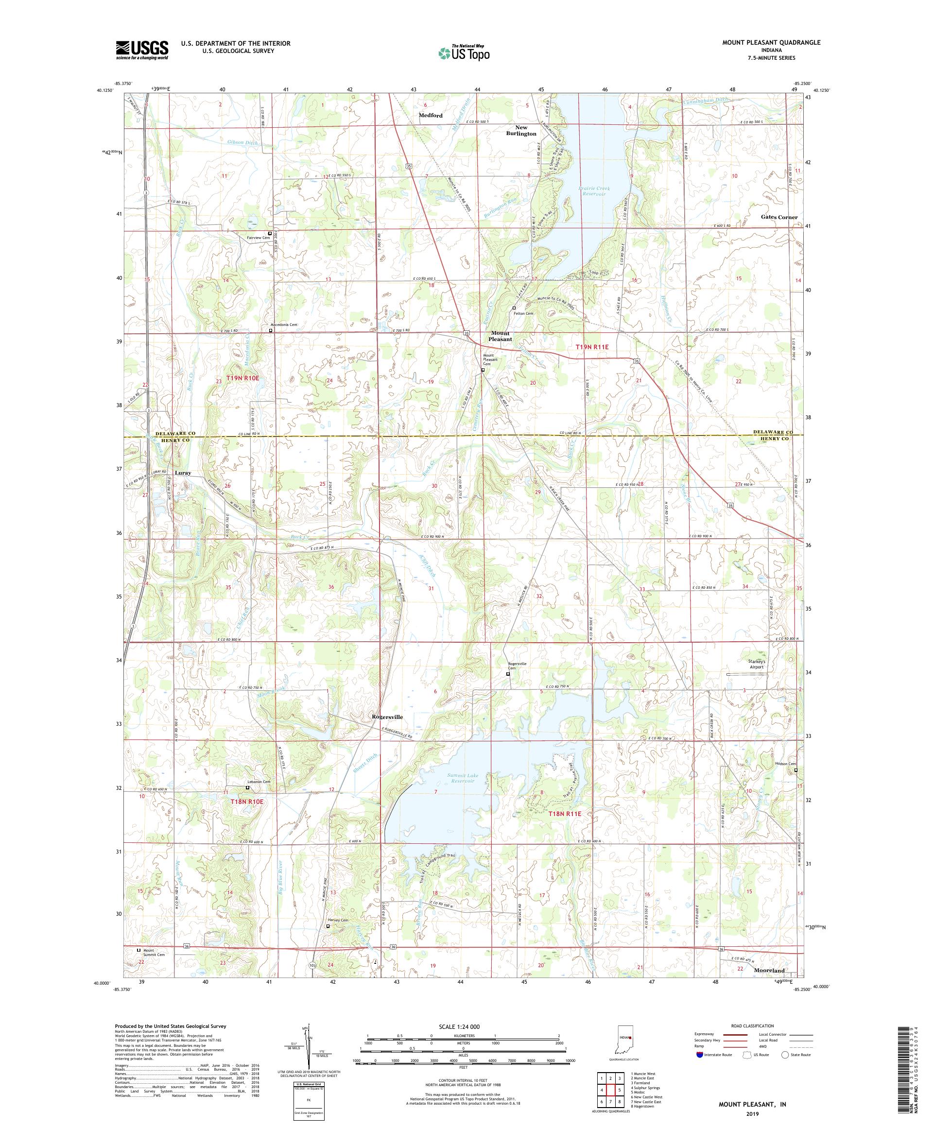 Mount Pleasant Indiana US Topo Map – MyTopo Map Store