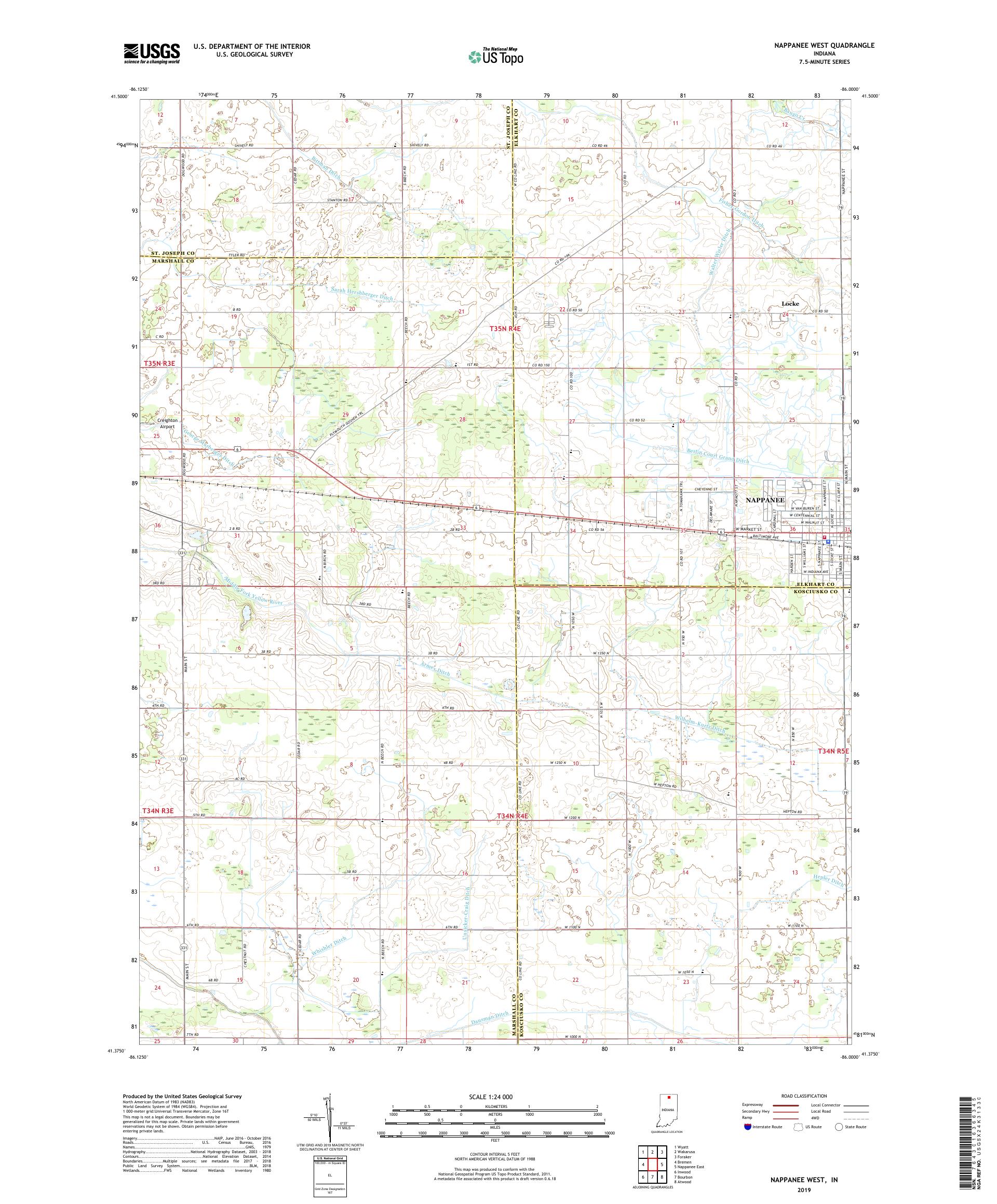 Nappanee West Indiana US Topo Map – MyTopo Map Store