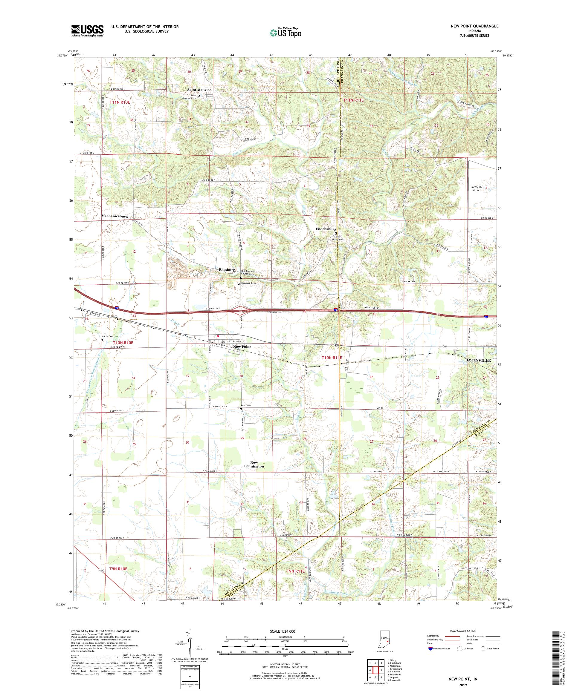 New Point Indiana US Topo Map – MyTopo Map Store