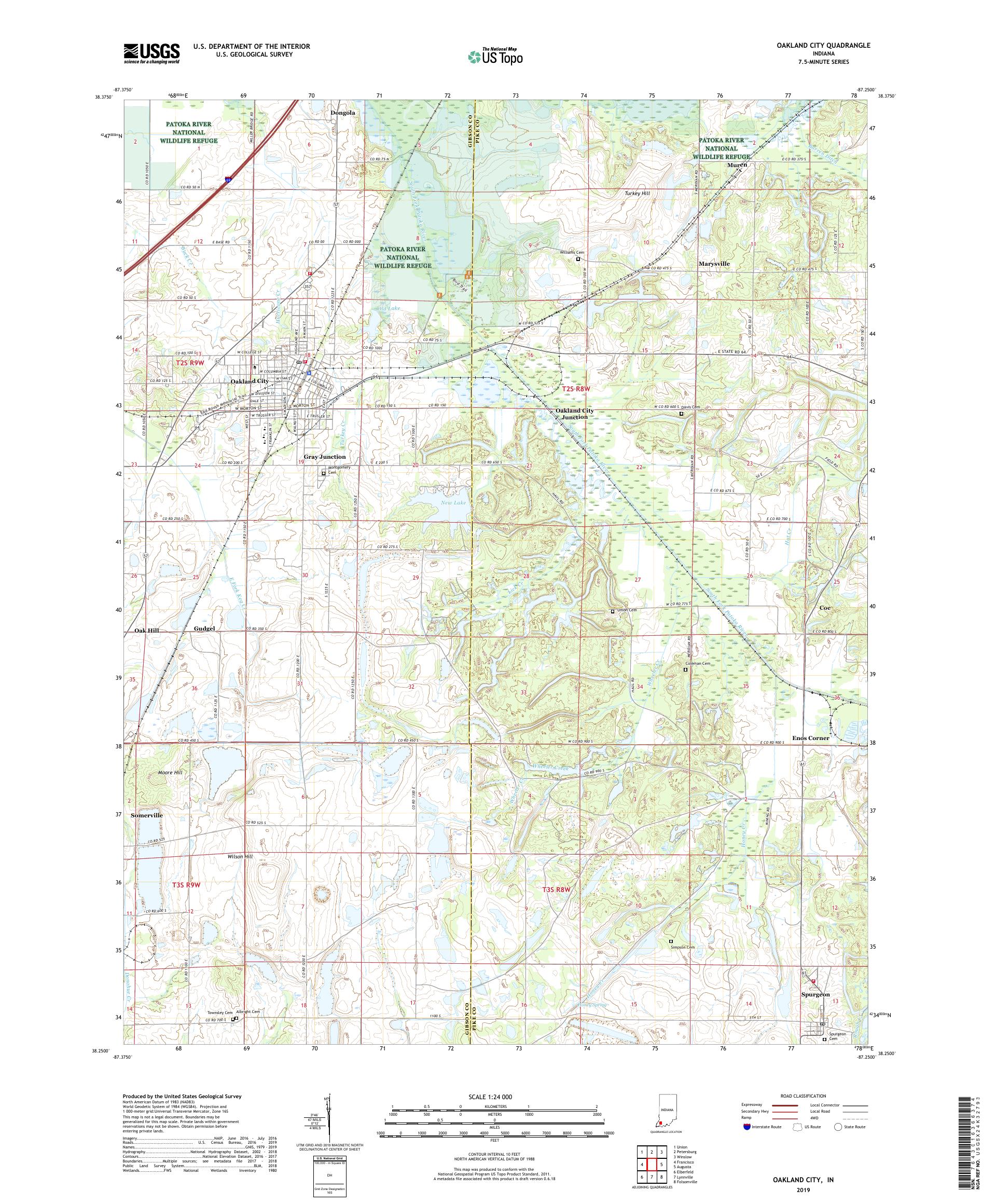 Oakland City Indiana US Topo Map – MyTopo Map Store