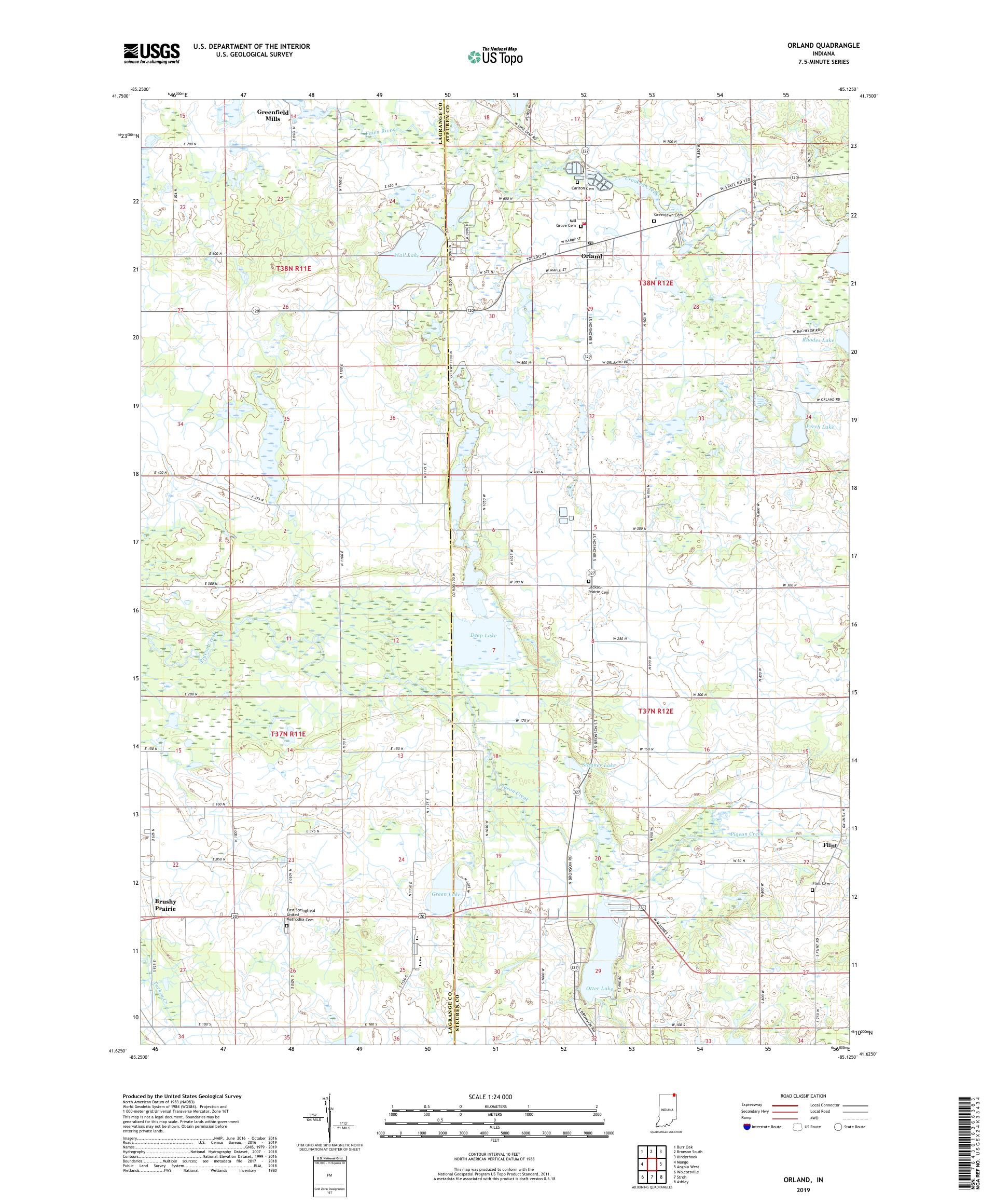 Orland Indiana US Topo Map – MyTopo Map Store