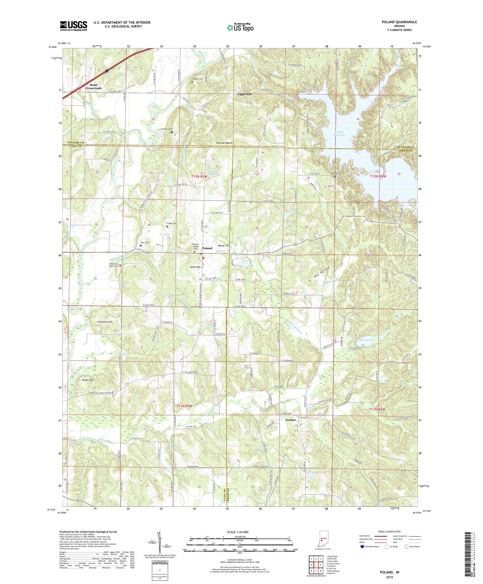 Poland Indiana US Topo Map – MyTopo Map Store