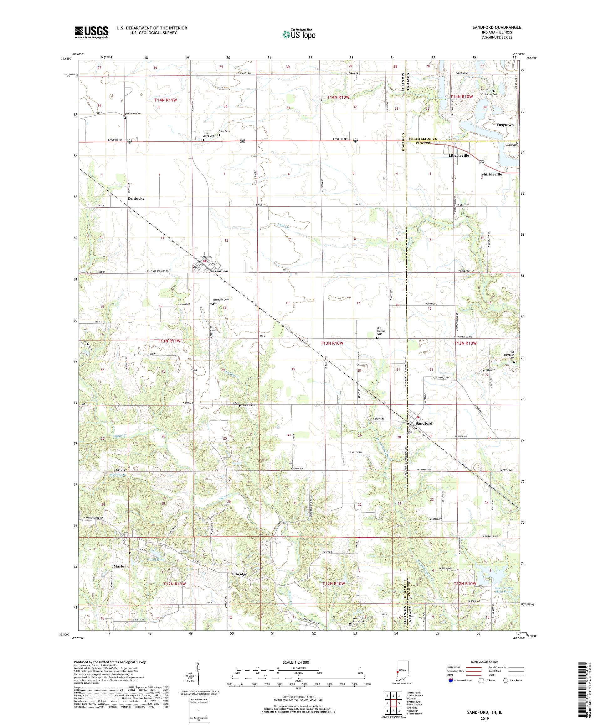 Sandford Indiana US Topo Map – MyTopo Map Store