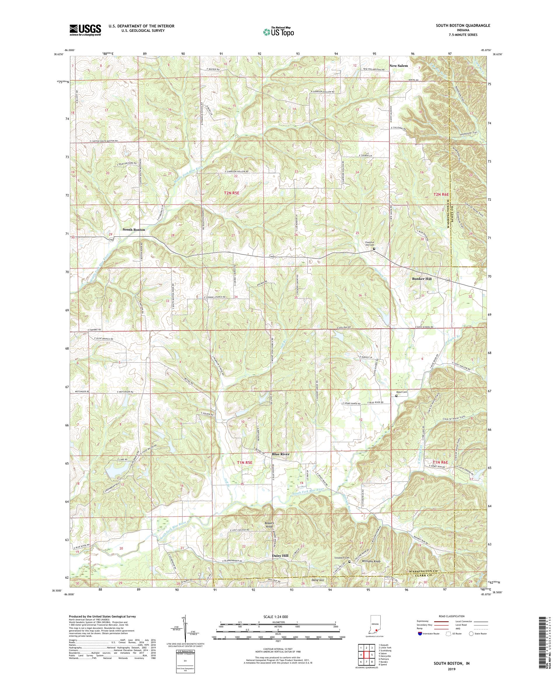 South Boston Indiana US Topo Map – MyTopo Map Store