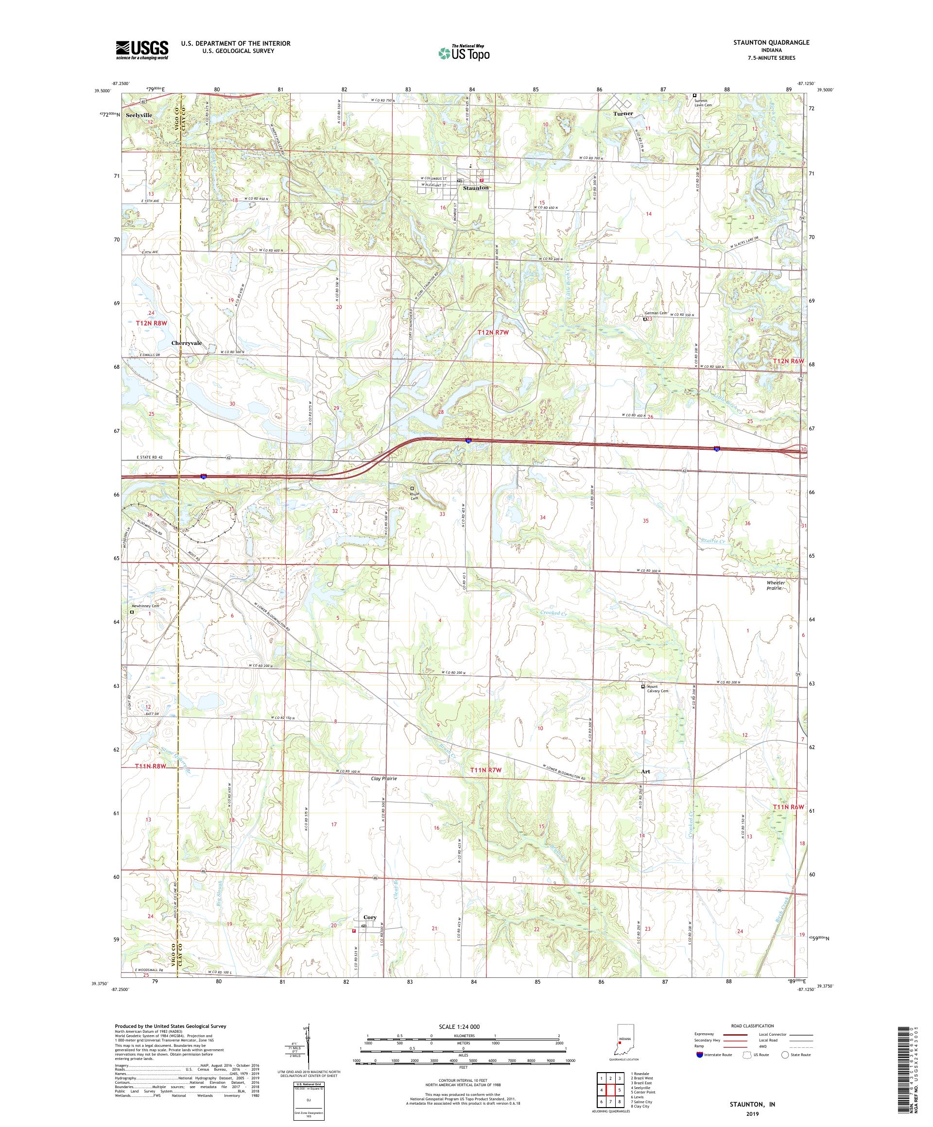 Staunton Indiana US Topo Map – MyTopo Map Store