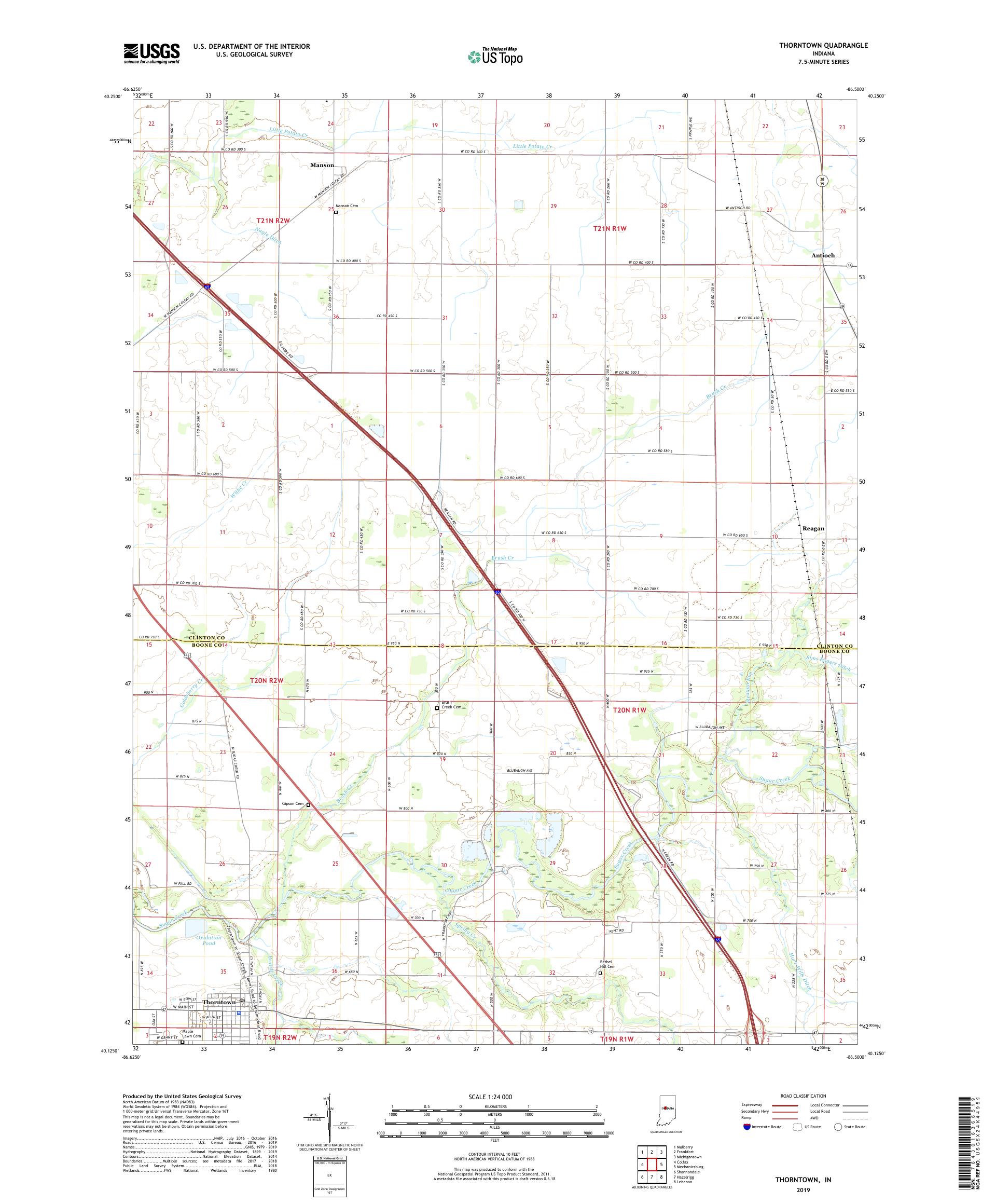 Thorntown Indiana US Topo Map – MyTopo Map Store