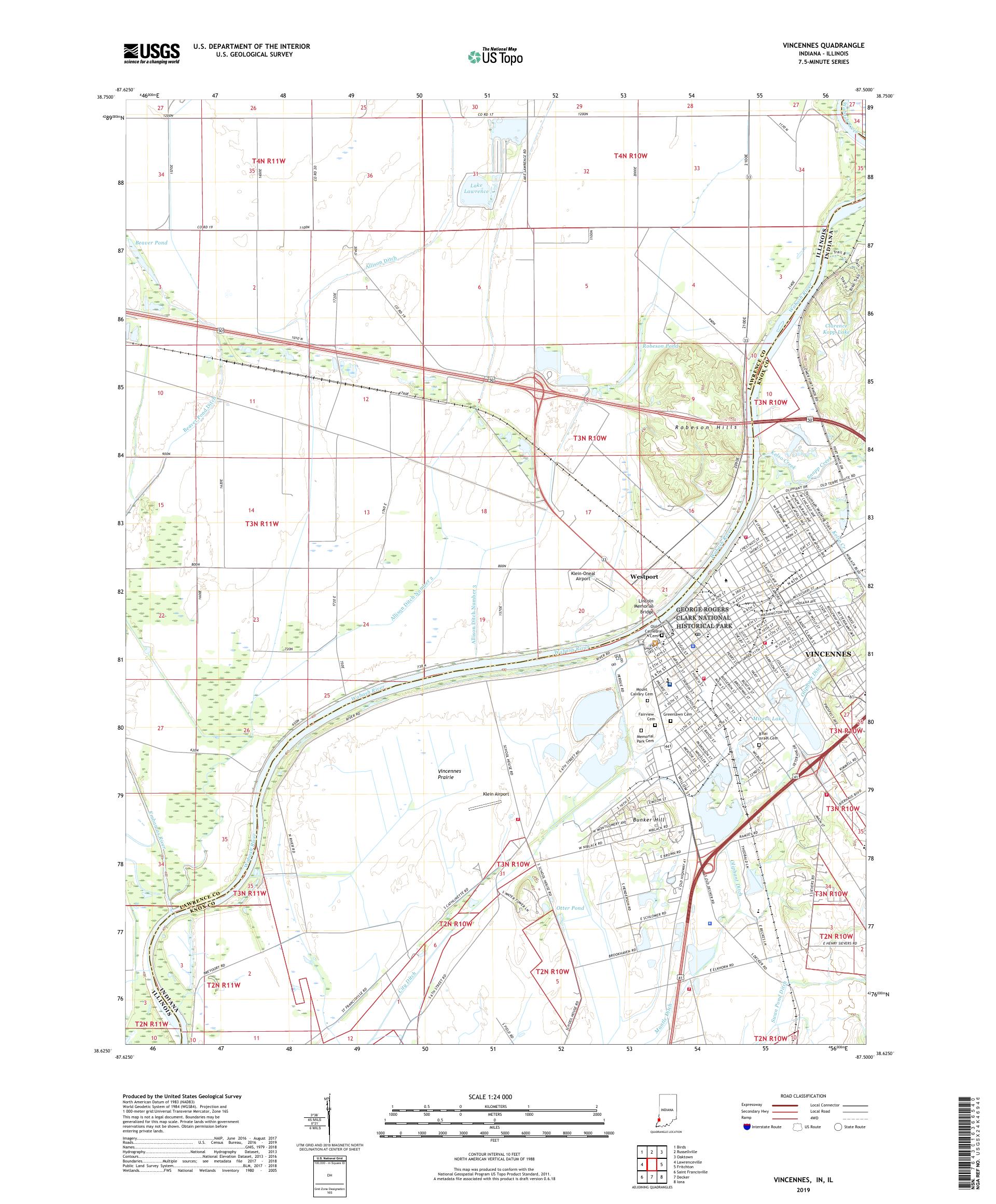 Vincennes Indiana US Topo Map – MyTopo Map Store