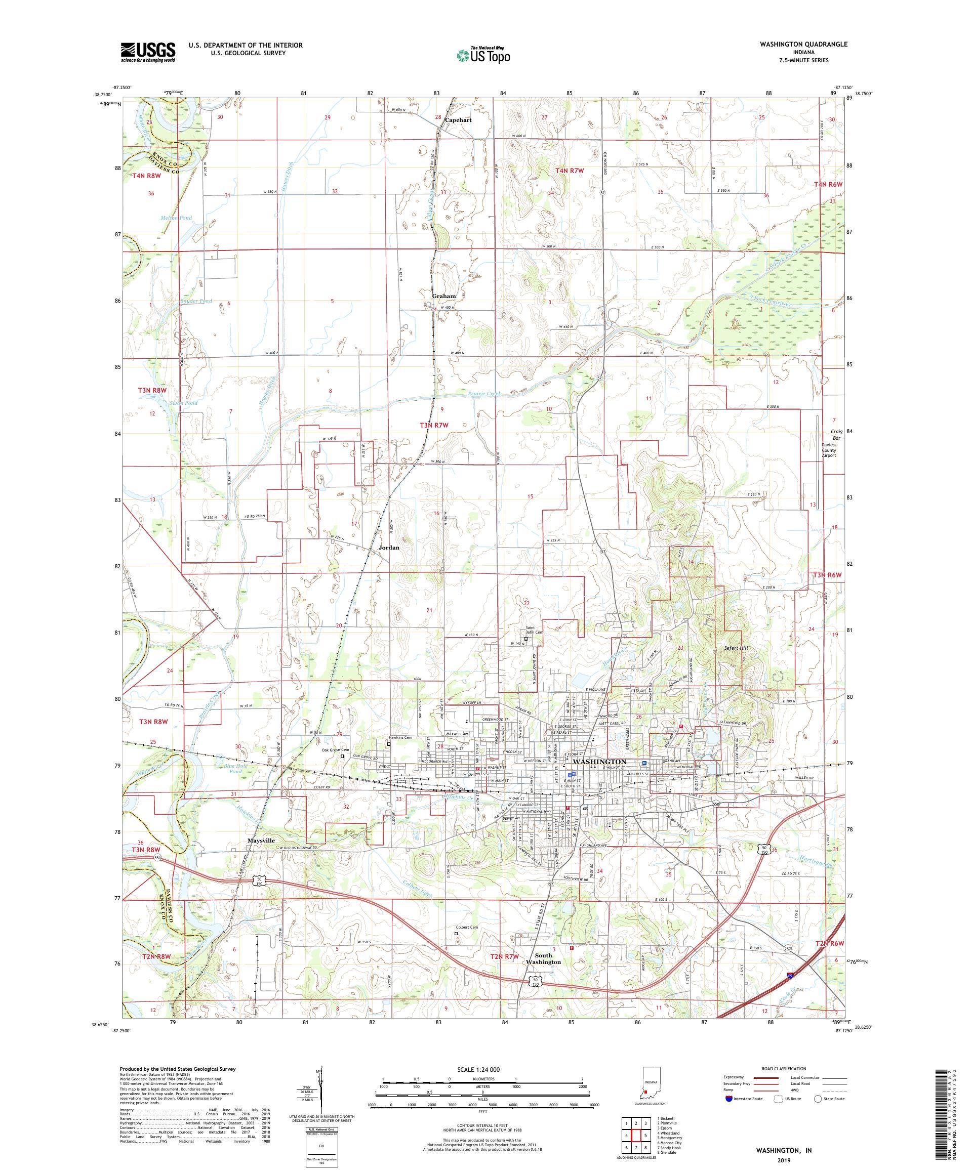 Washington Indiana US Topo Map – MyTopo Map Store
