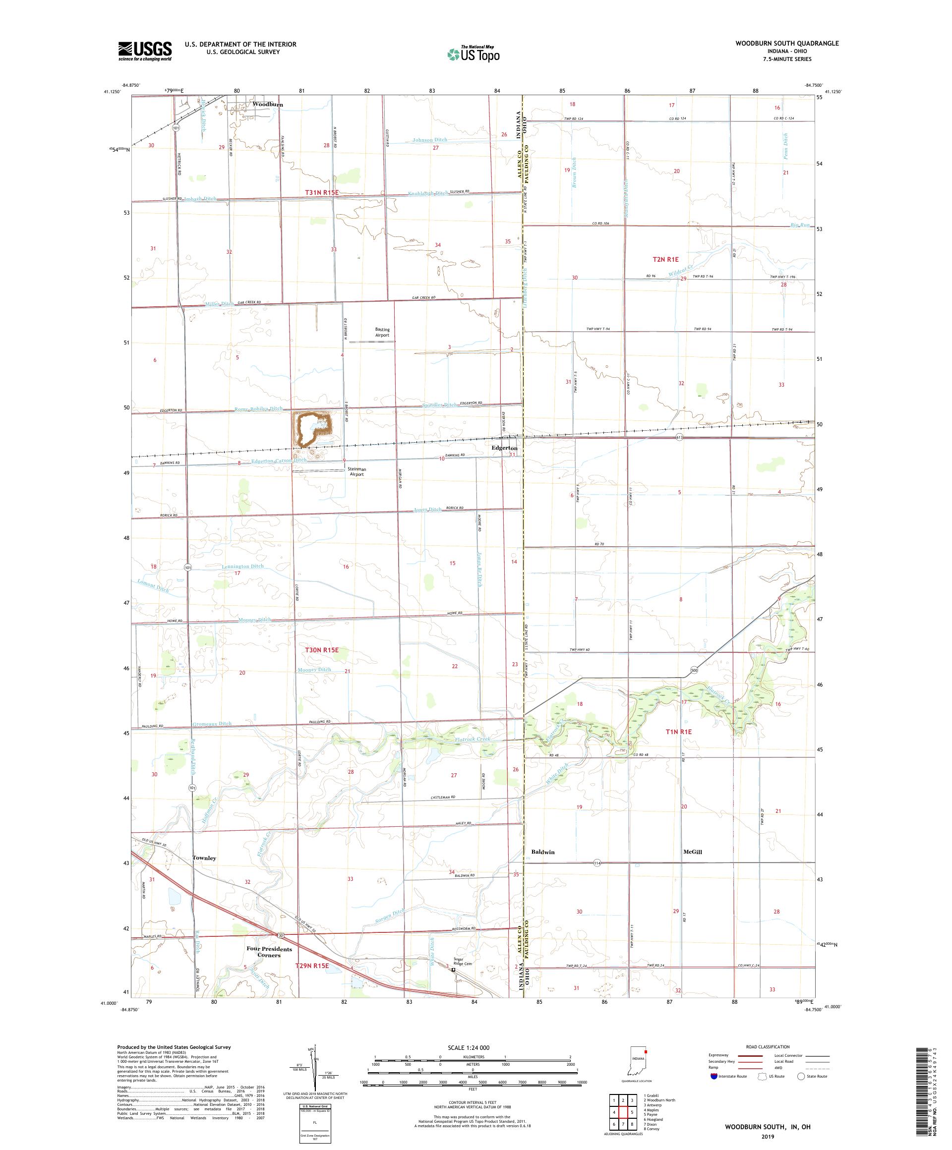 Woodburn South Indiana US Topo Map – MyTopo Map Store