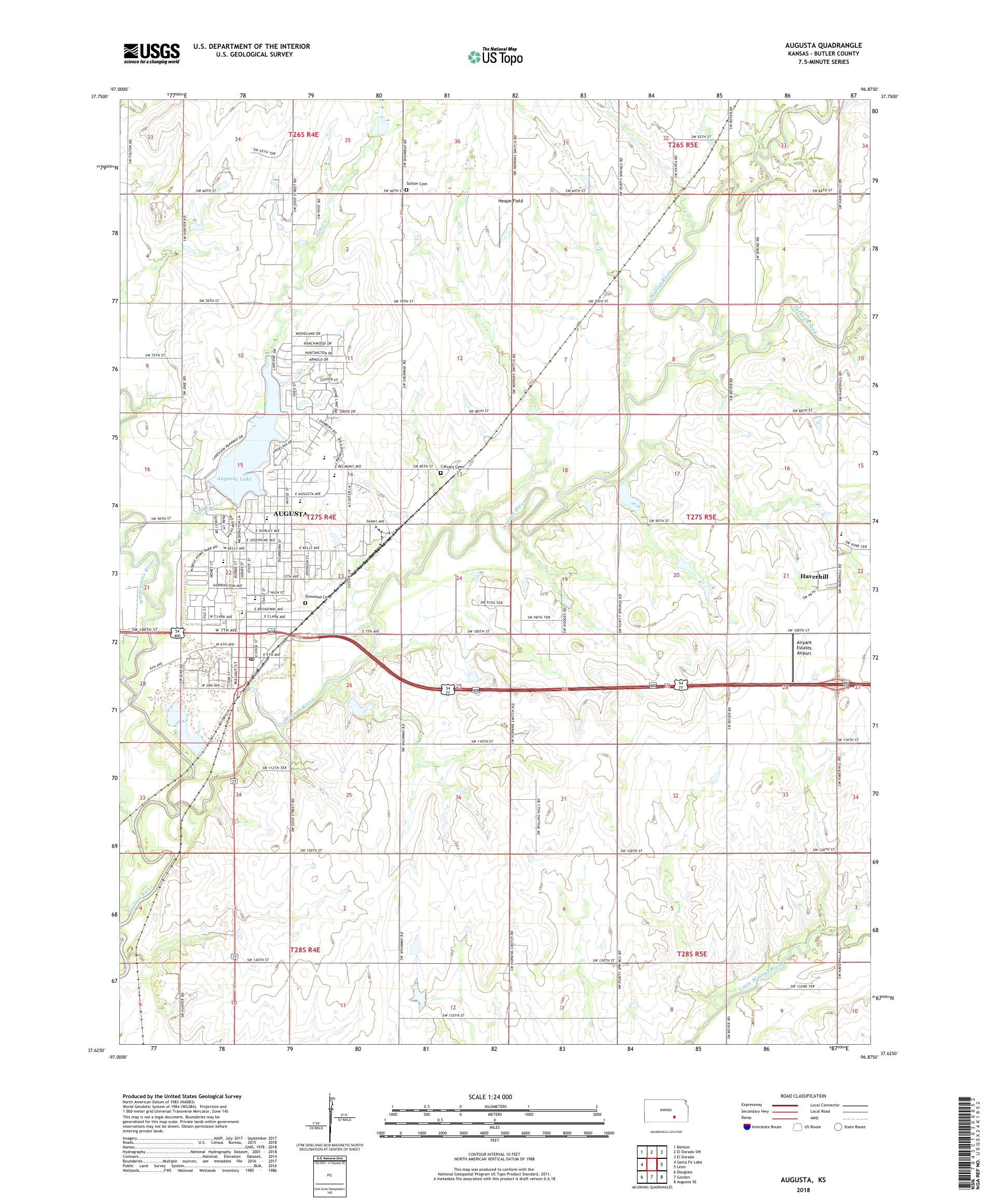 Augusta Kansas US Topo Map – MyTopo Map Store