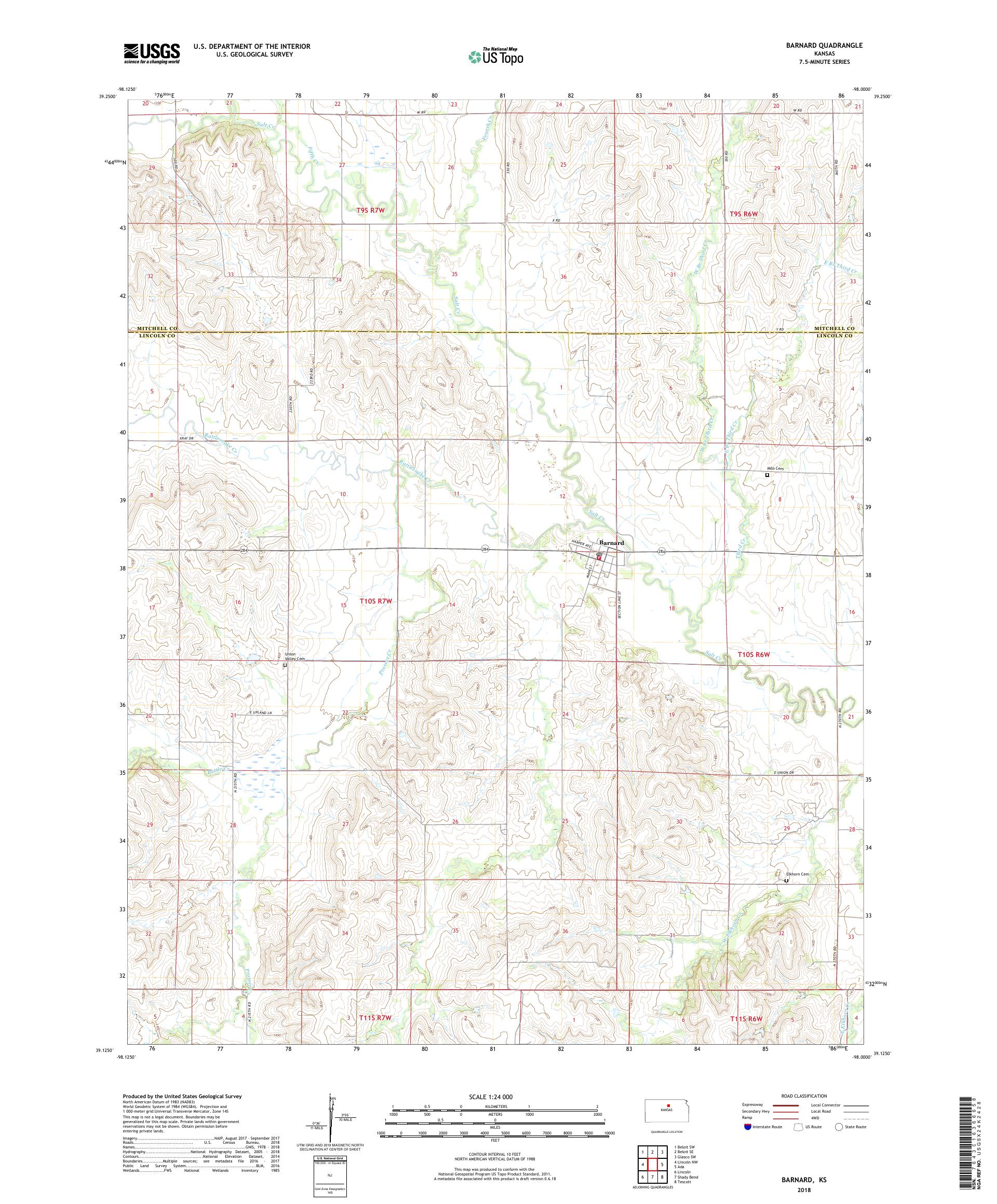 Barnard Kansas US Topo Map – MyTopo Map Store