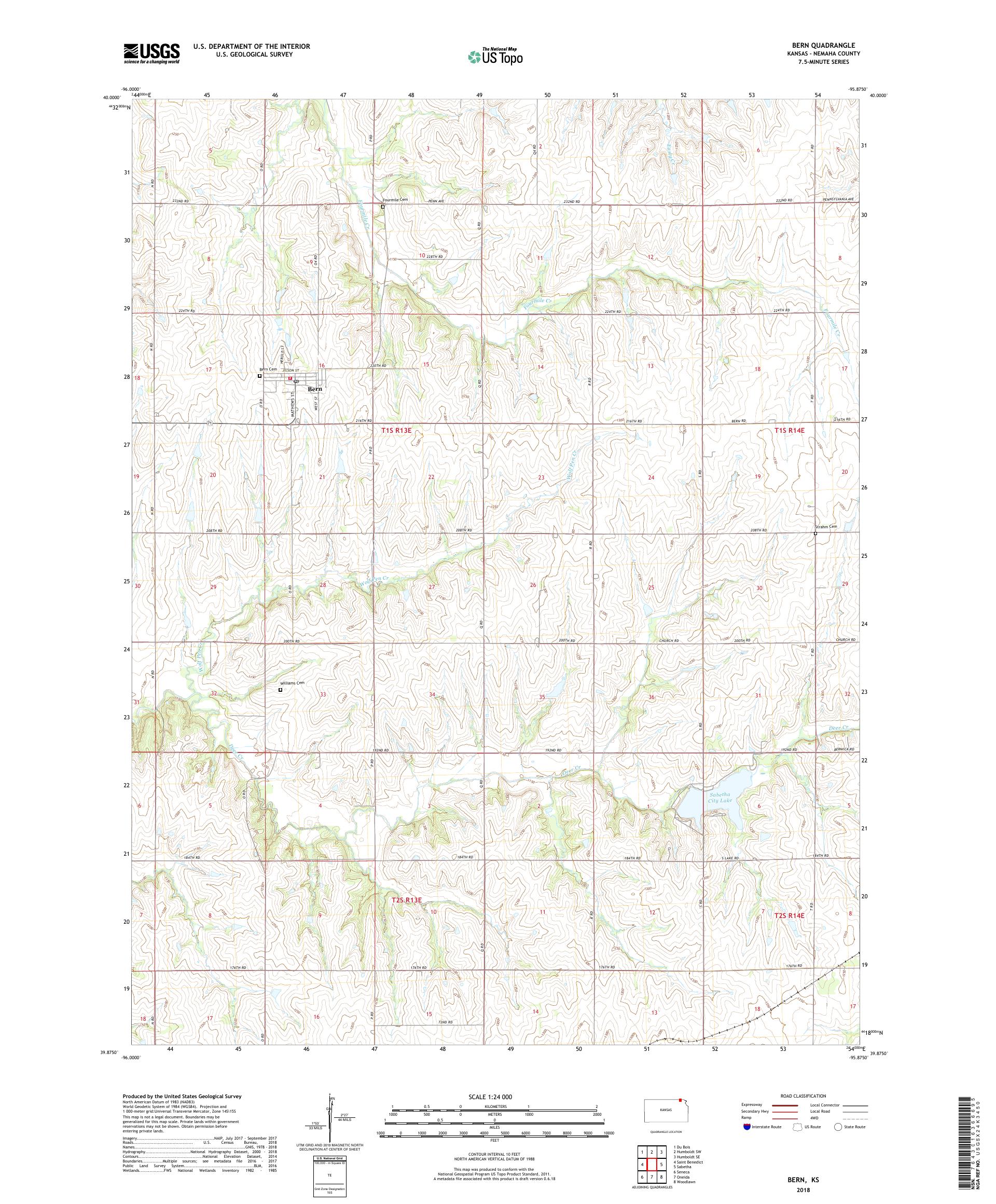 Bern Kansas US Topo Map – MyTopo Map Store